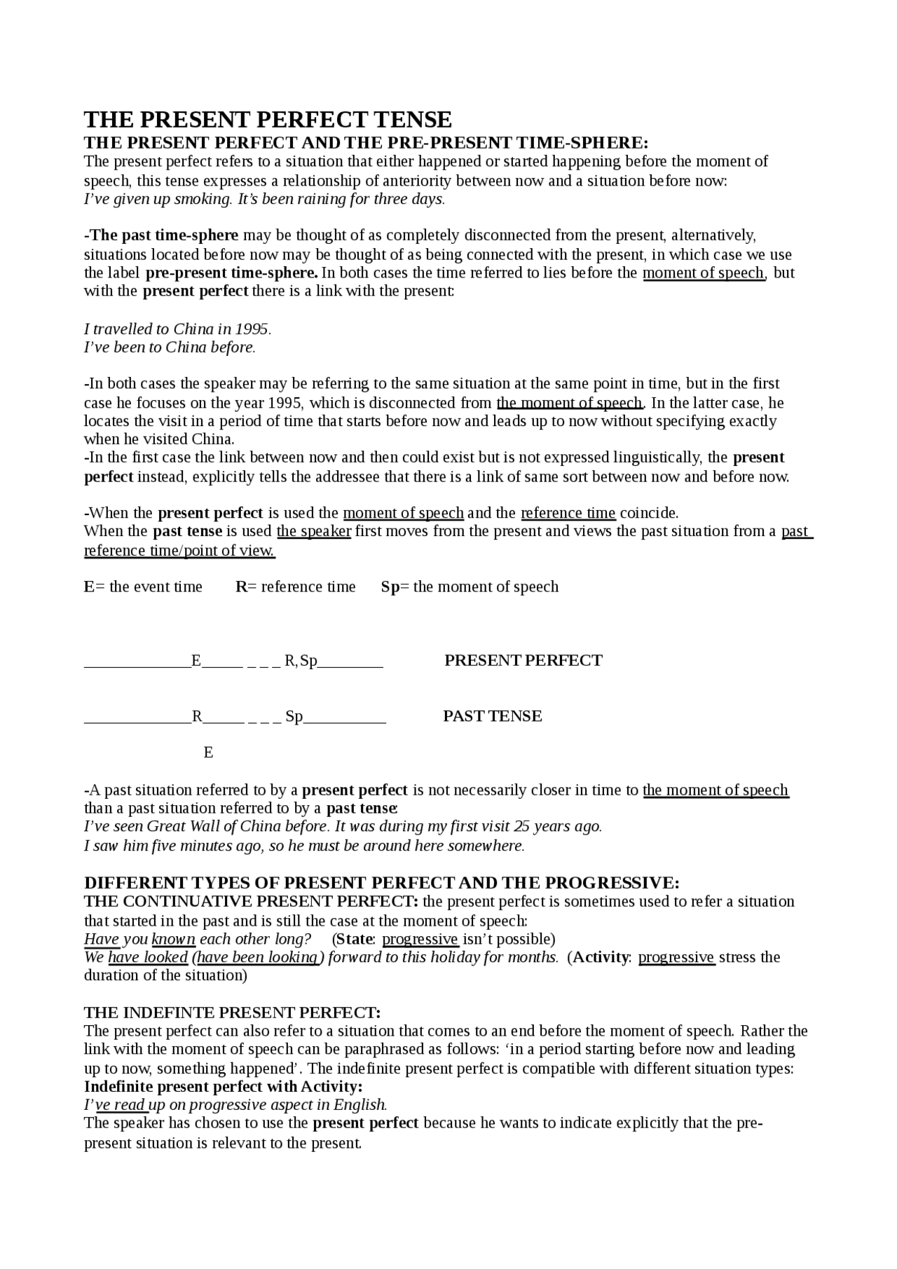 The present perfect tense - Docsity