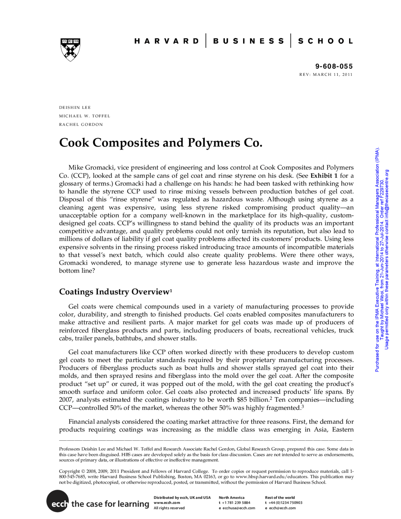 Cook Composites Case study - Docsity