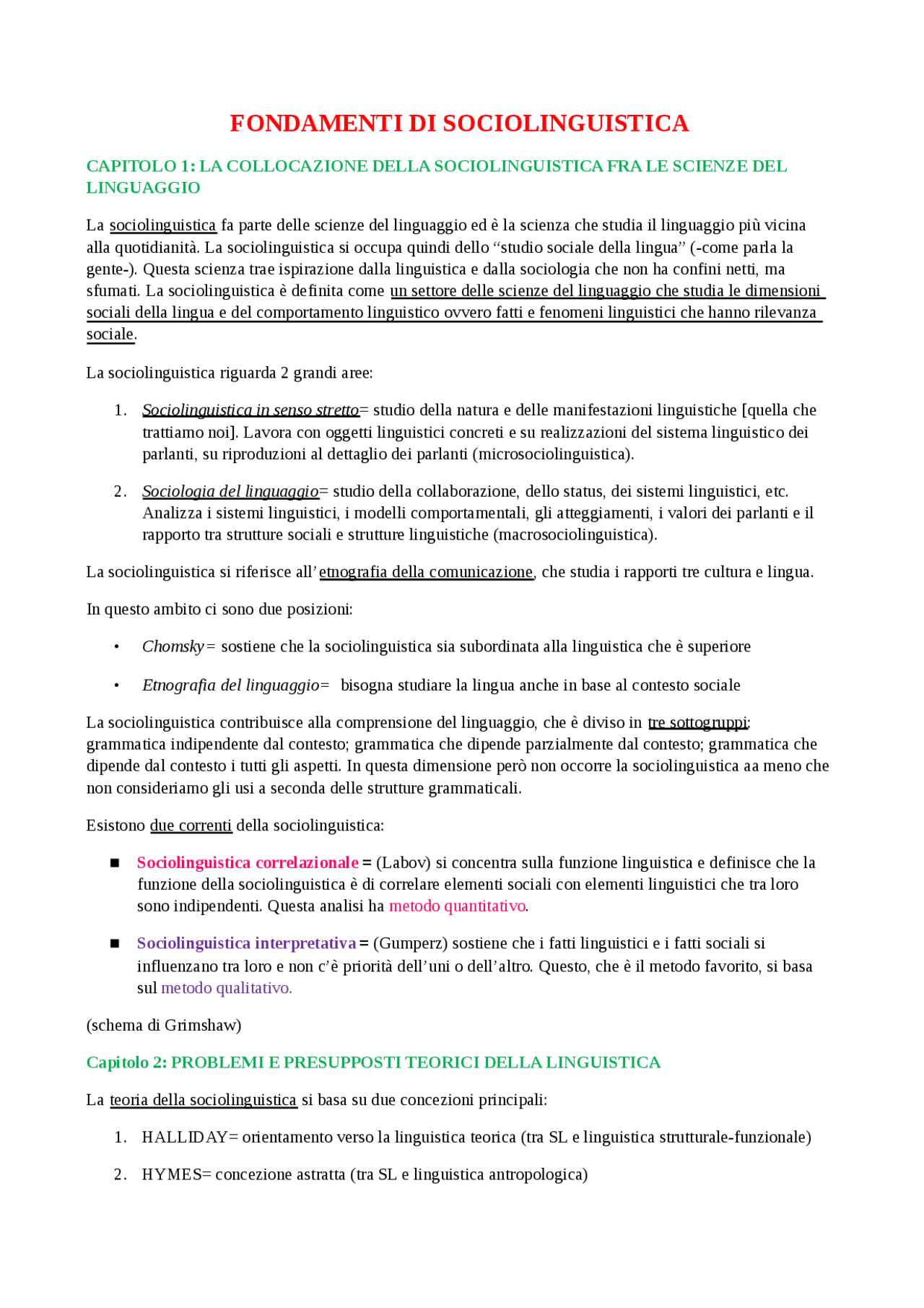 Fondamenti Di Sociolinguistica Docsity