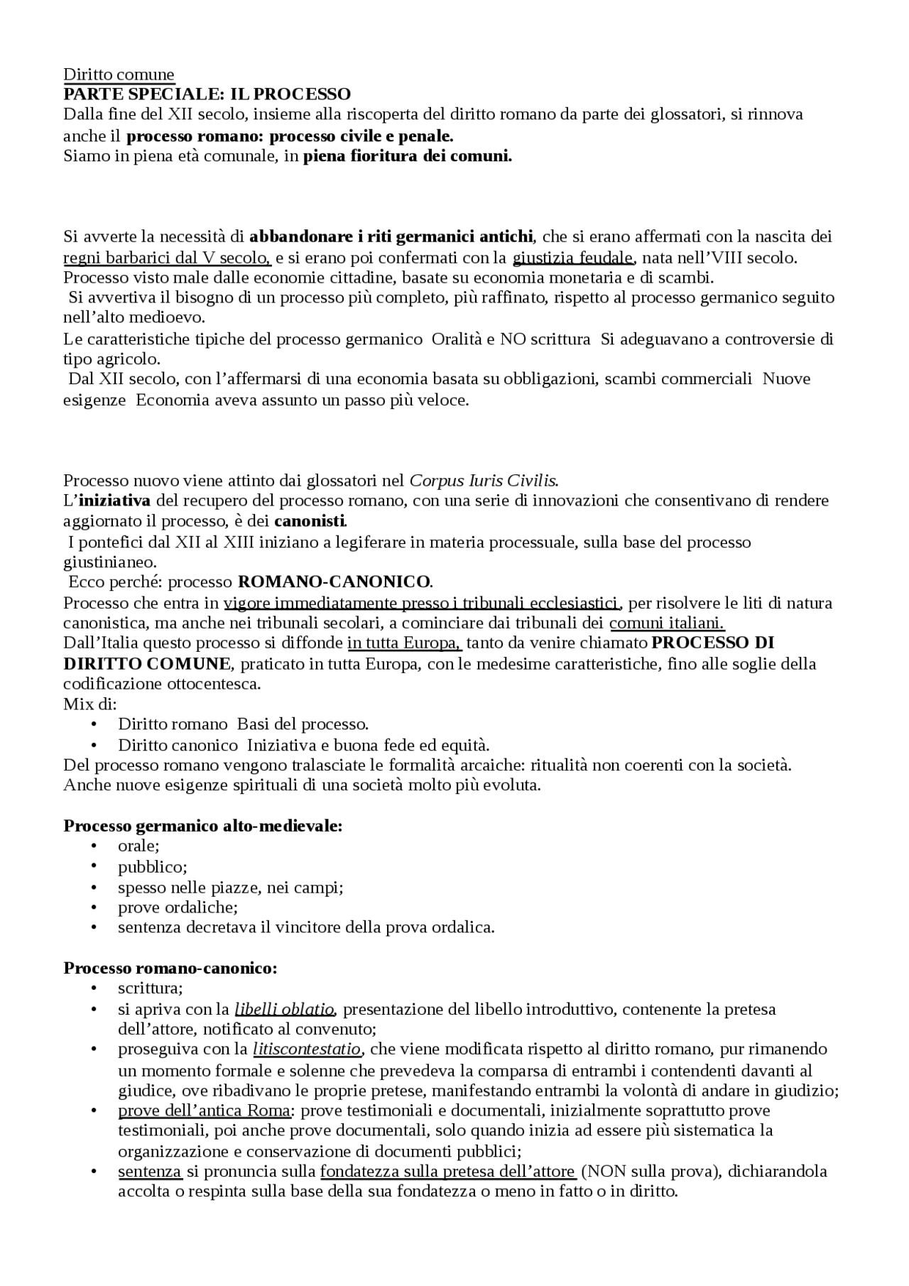 Diritto comune - Storia del diritto medievale e moderno - Docsity