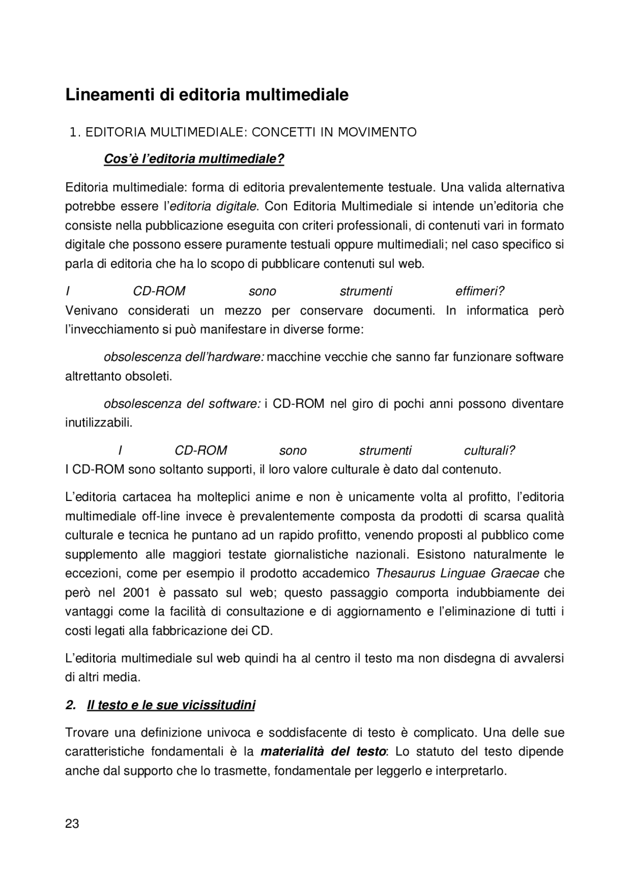Lineamenti Di Editoria Multimediale F Tissoni Riassunto Docsity