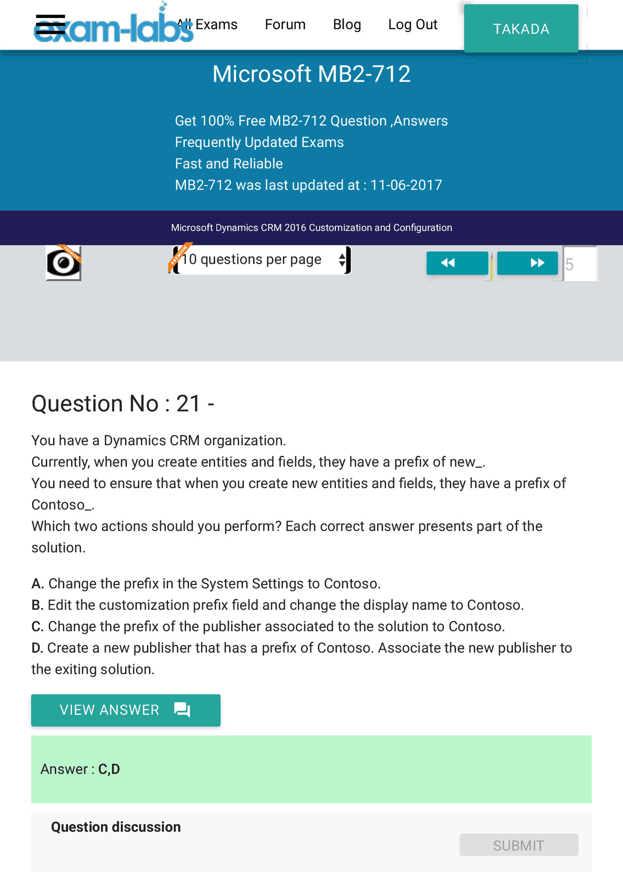 MB2-712 Microsoft Real Exam Answers (5) | Exams Computer Science | Docsity