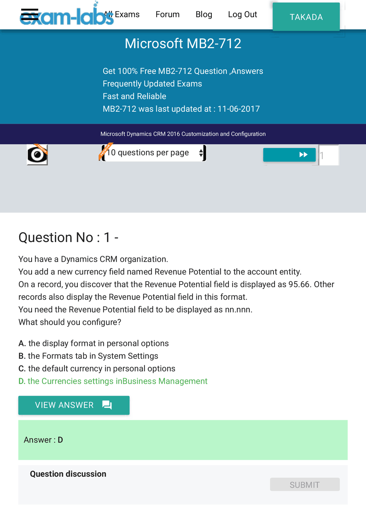 MB2-712 Microsoft Dynamics CRM 2016 Customization & Configuration Exam ...