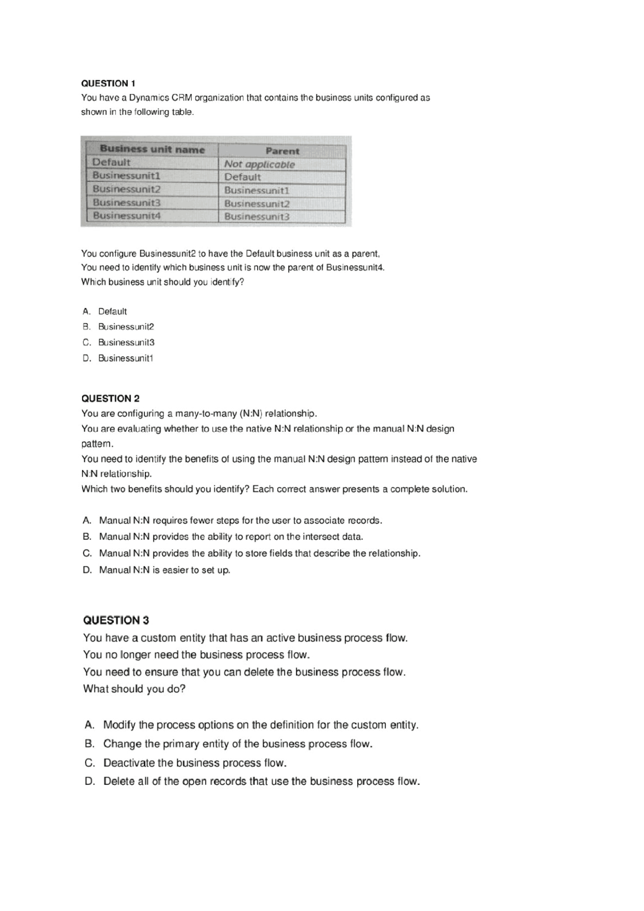 MS Dynamic CRM Mb2-712 Q1 to Q25 | Exams Computer Science | Docsity