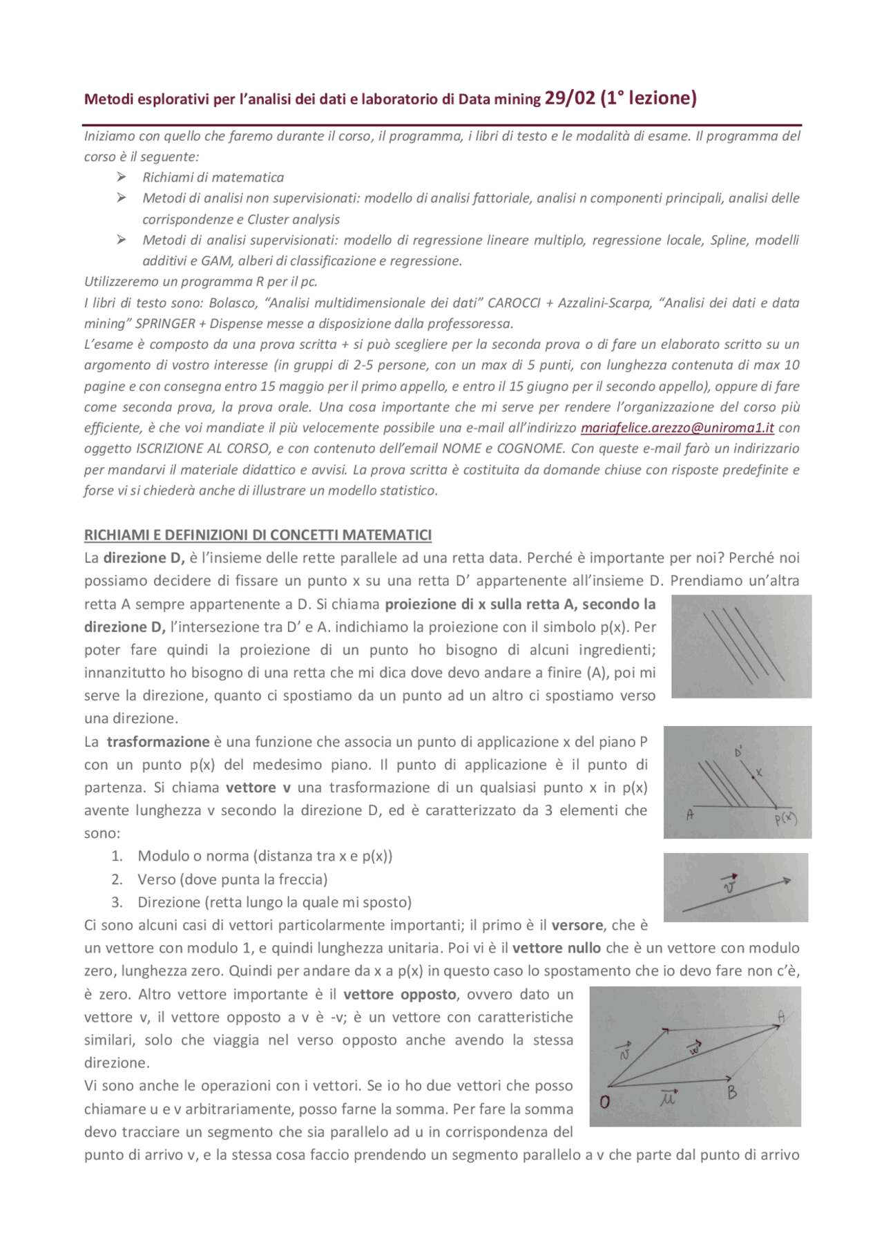 Lezioni di Data Mining 2016 prof. Arezzo | Appunti di Statistica Applicata | Docsity