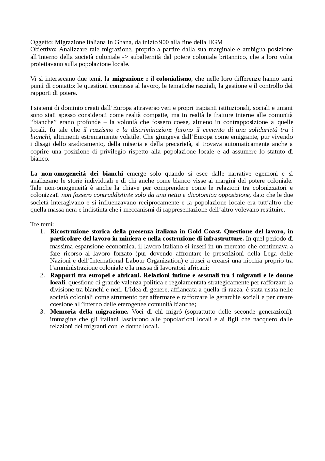 Italiani in Ghana - Alessandra Brivio - Docsity