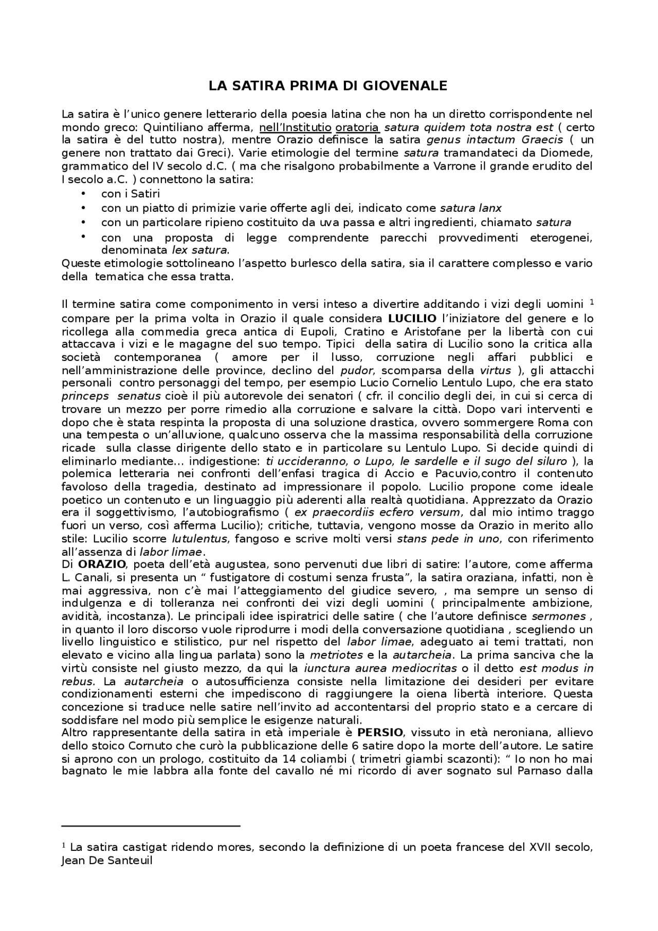La satira prima di Giovenale nella letteratura latina | Appunti di Latino | Docsity