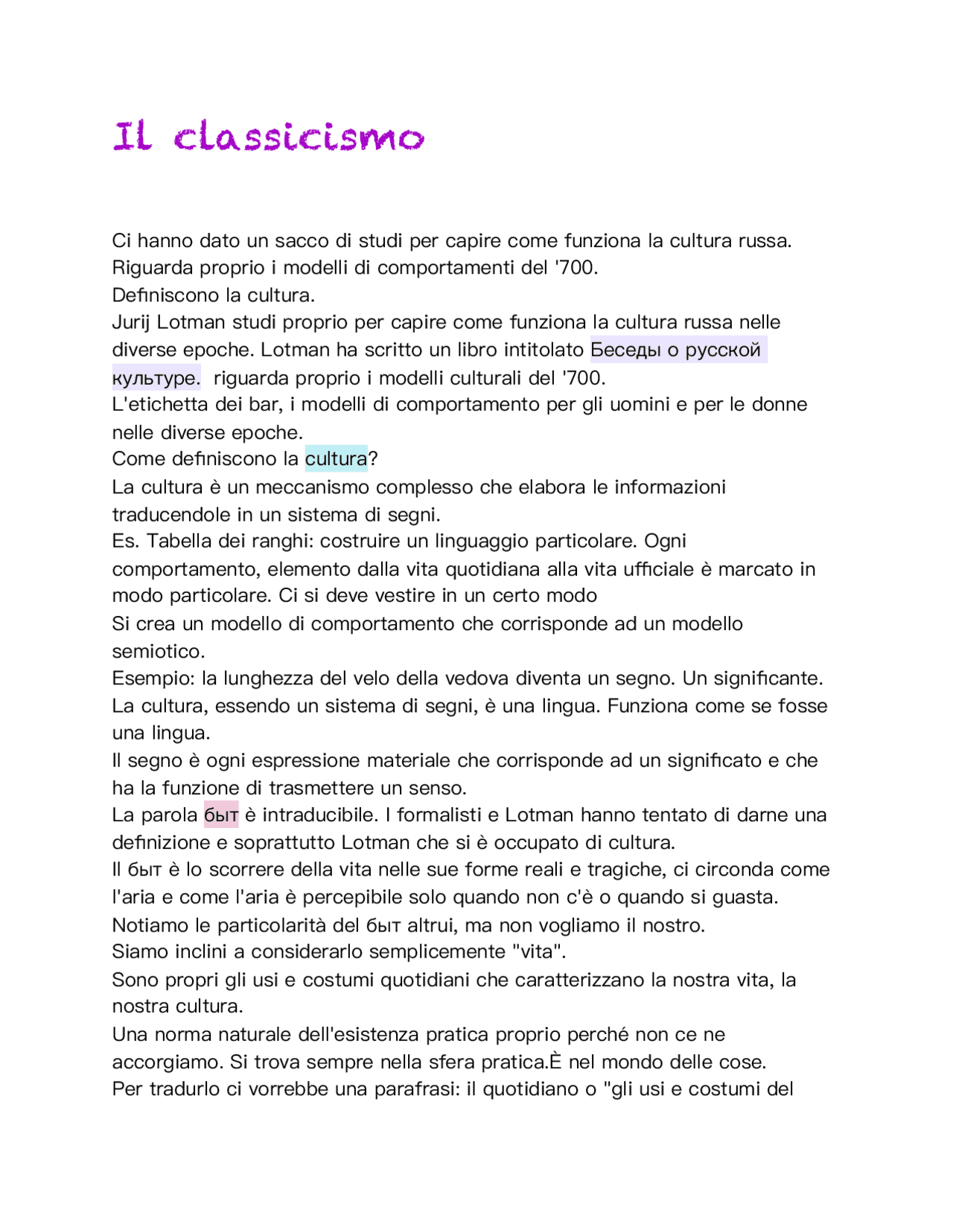 Il Classicismo Dispense Della Prof Venditti Unior Docsity