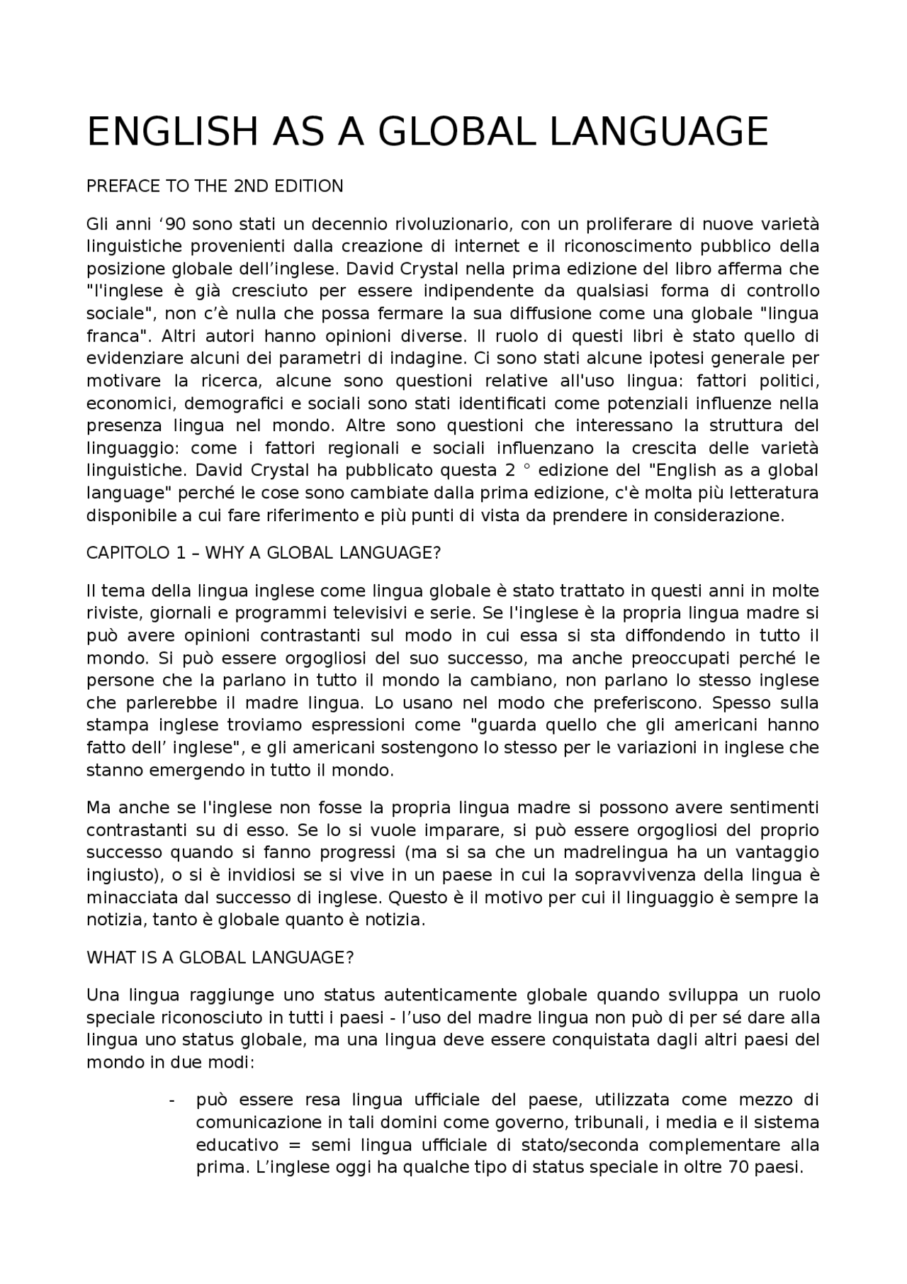 English as a global language - Docsity