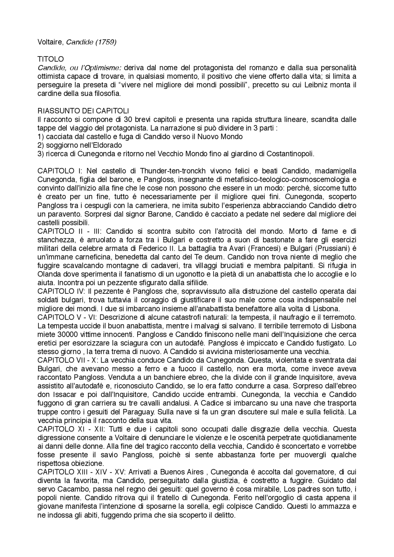 Candide di Jean-Jacques Rousseau - Docsity