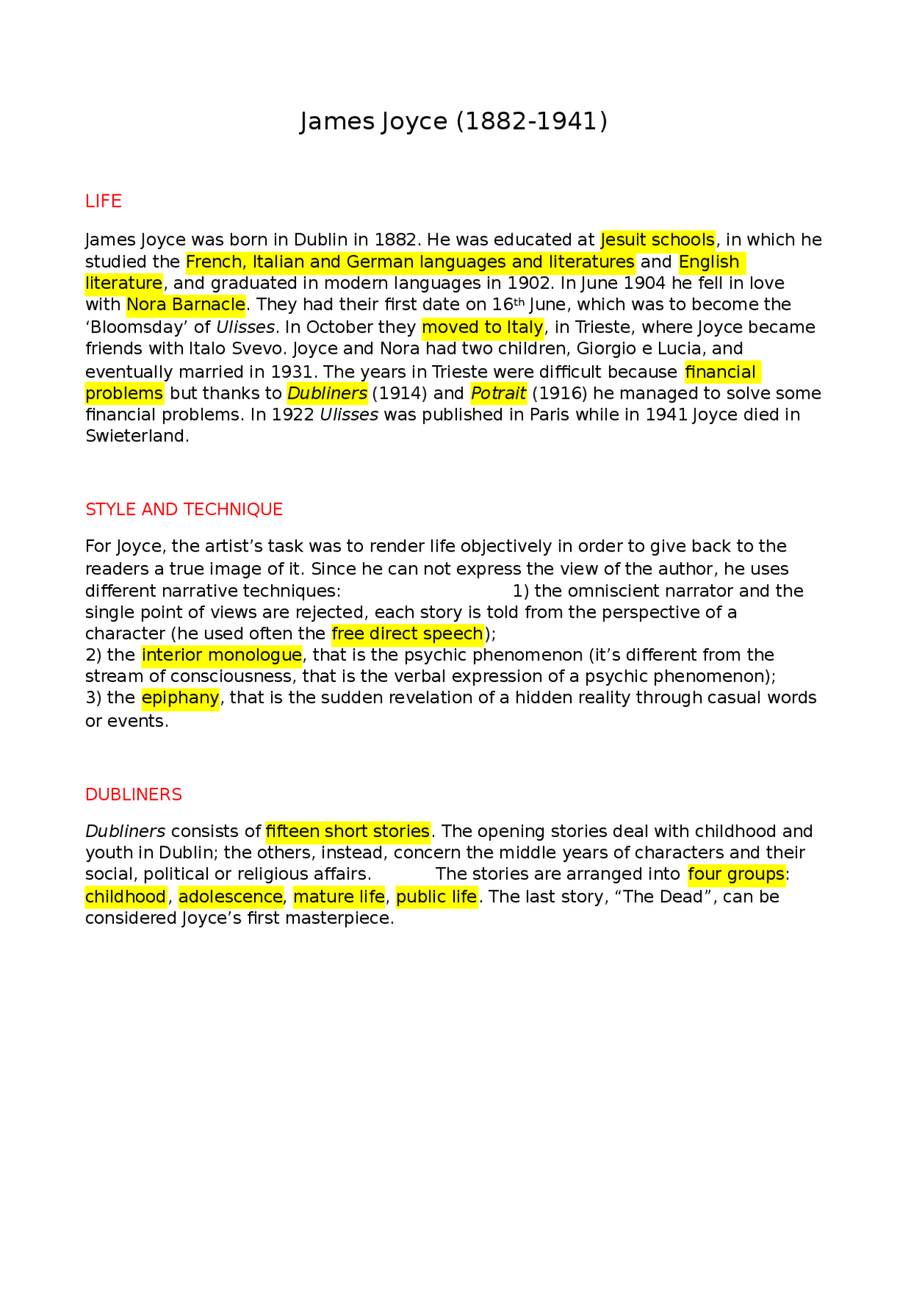 James Joyce Virginia Woolf George Orwell And Samuel Beckett Docsity