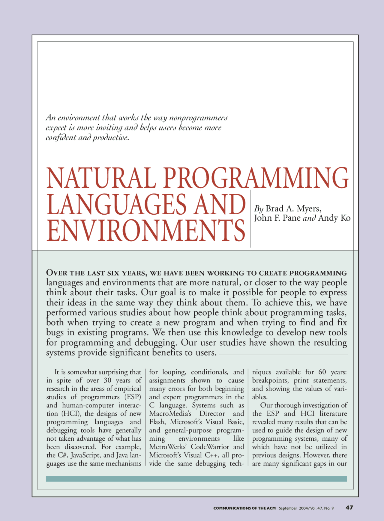 Natural Language Programming Docsity