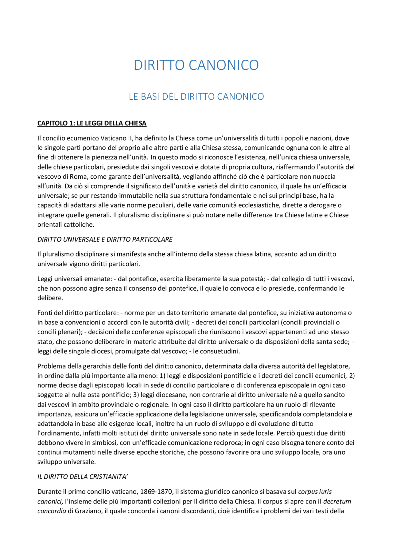 Le Basi Del Diritto Canonico Docsity
