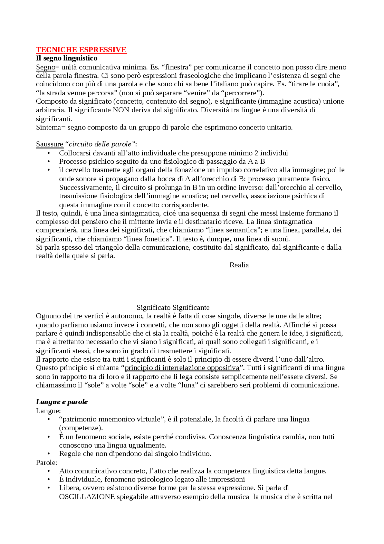 Tecniche Espressive Dellitaliano Docsity
