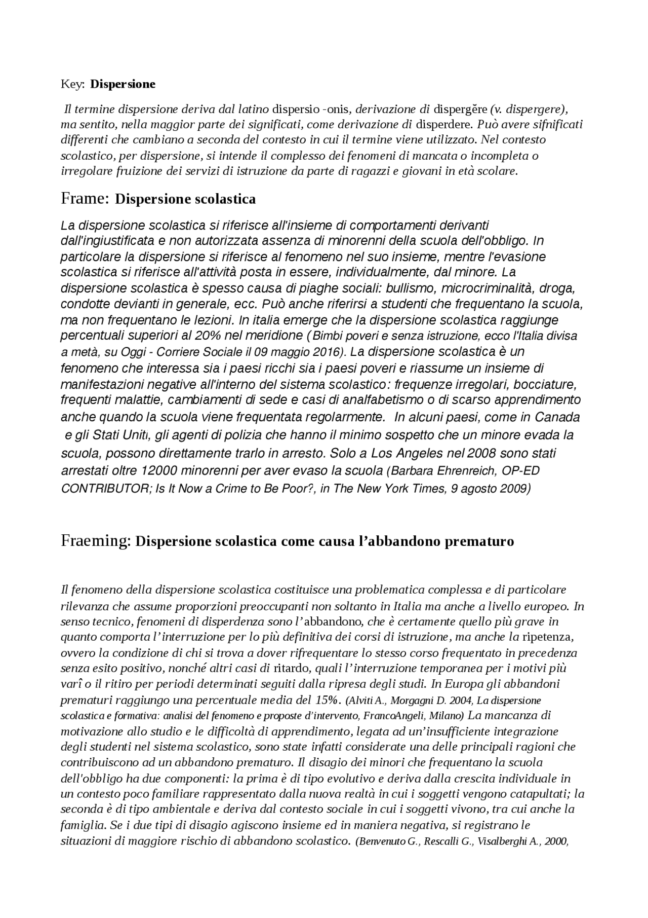 Dispersione Scolastica Docsity