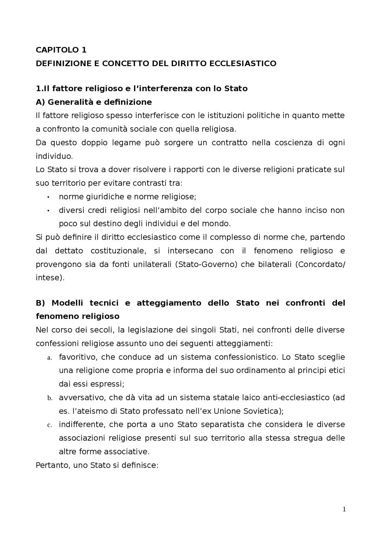 Riassunti Diritto Ecclesiastico Compendio Simone 2016 Docsity