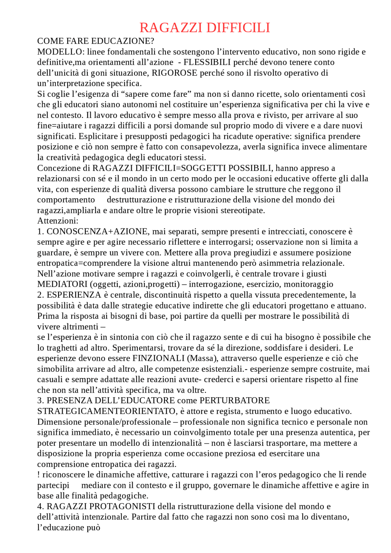 Ragazzi Difficili Pedagogia Interpretativa E Linee Dintervento Docsity