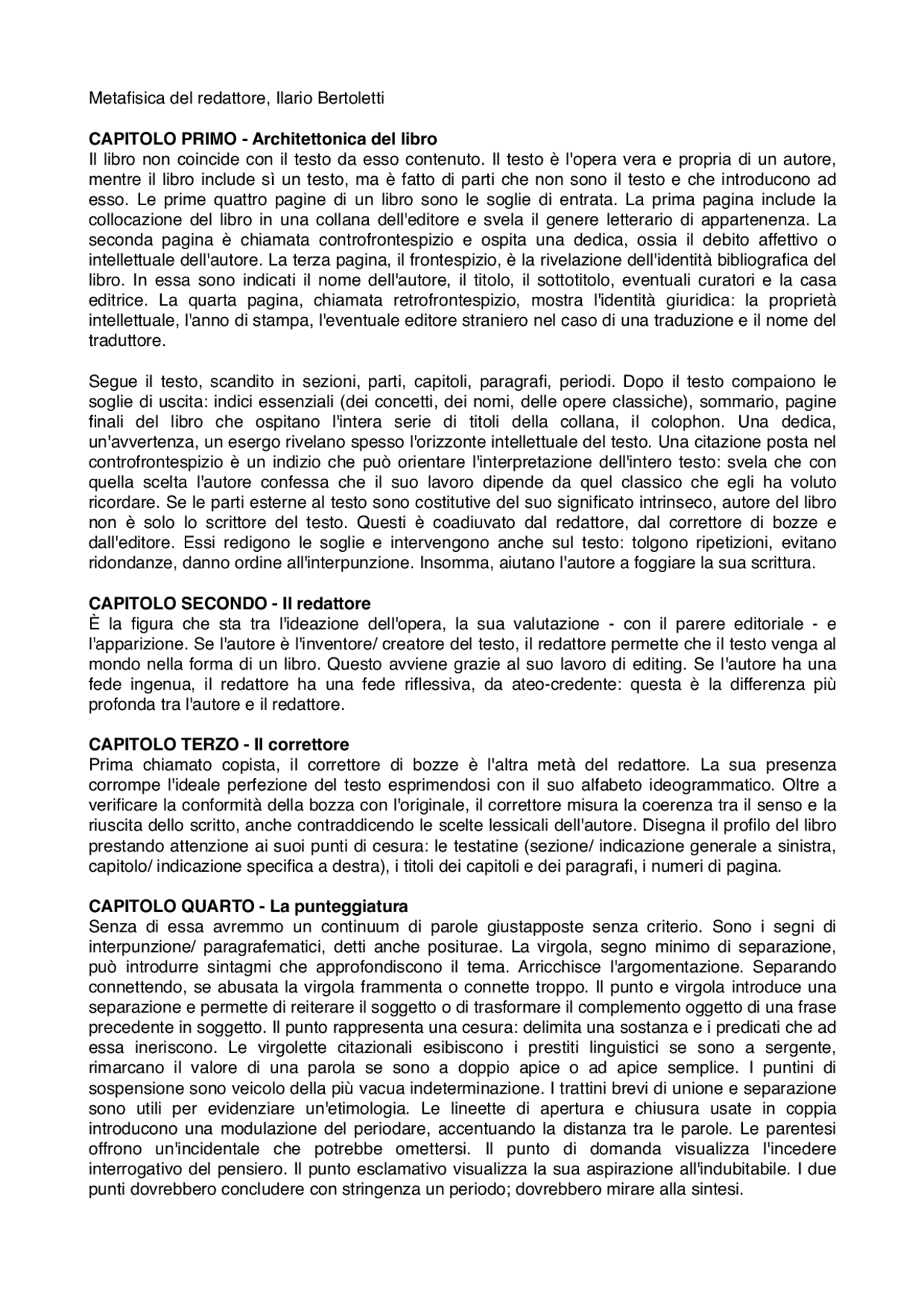 Metafisica Del Redattore Docsity
