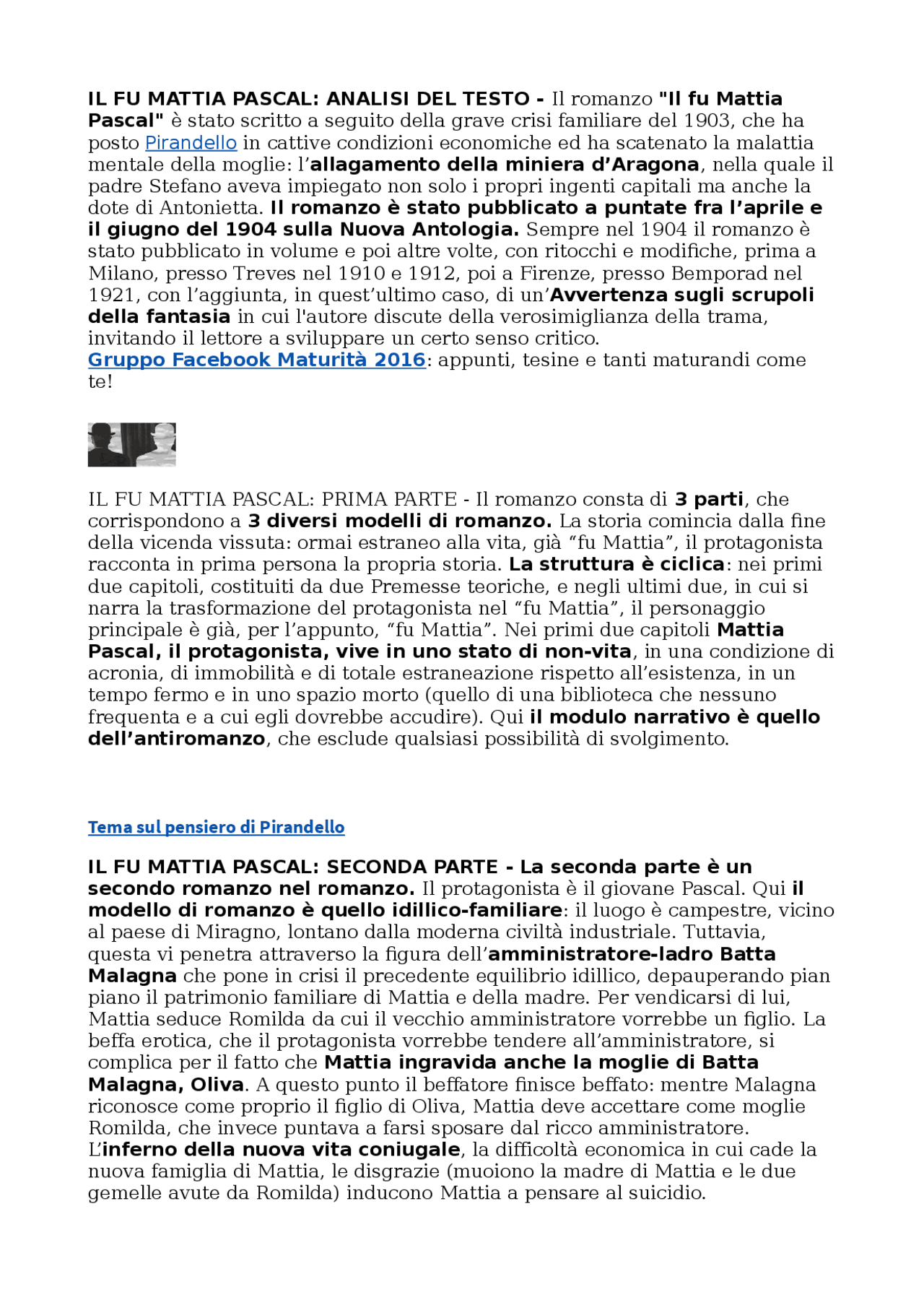 Analisi De Il Fu Mattia Pascal Docsity