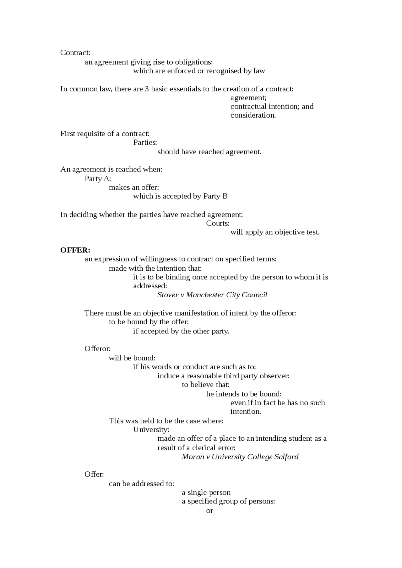 Contract Law Exam Notes | Exams Contract Law | Docsity