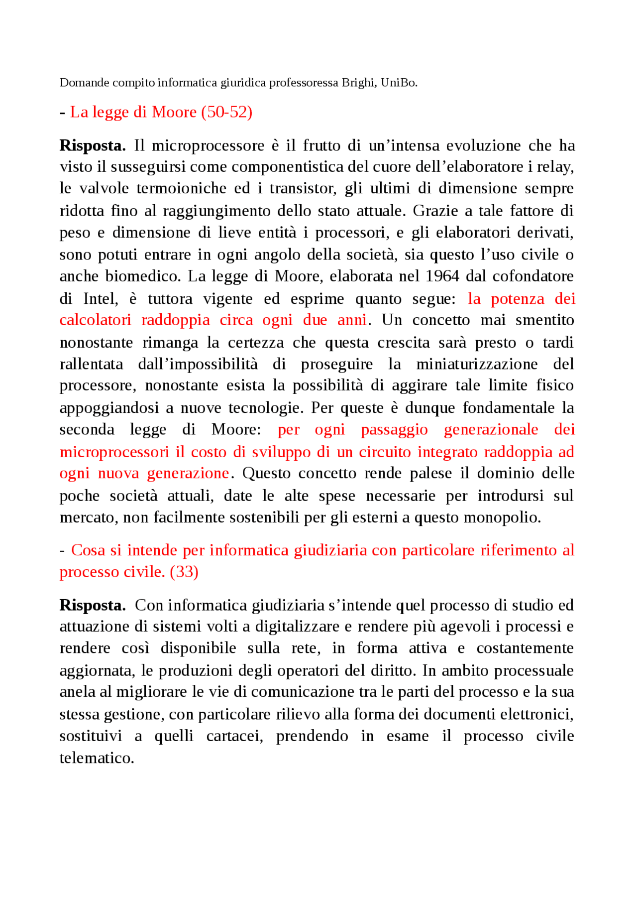 Concetti Chiave Informatica Giuridica Docsity