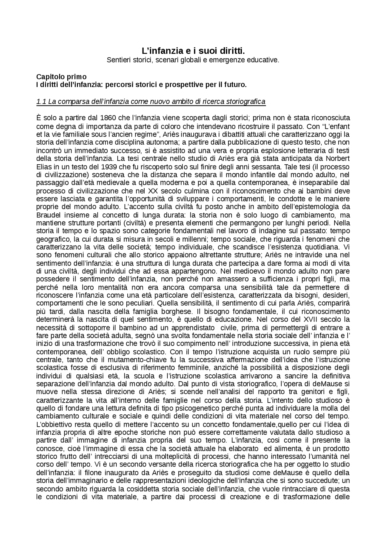 Linfanzia E I Suoi Diritti Appunti Di Diritto Docsity