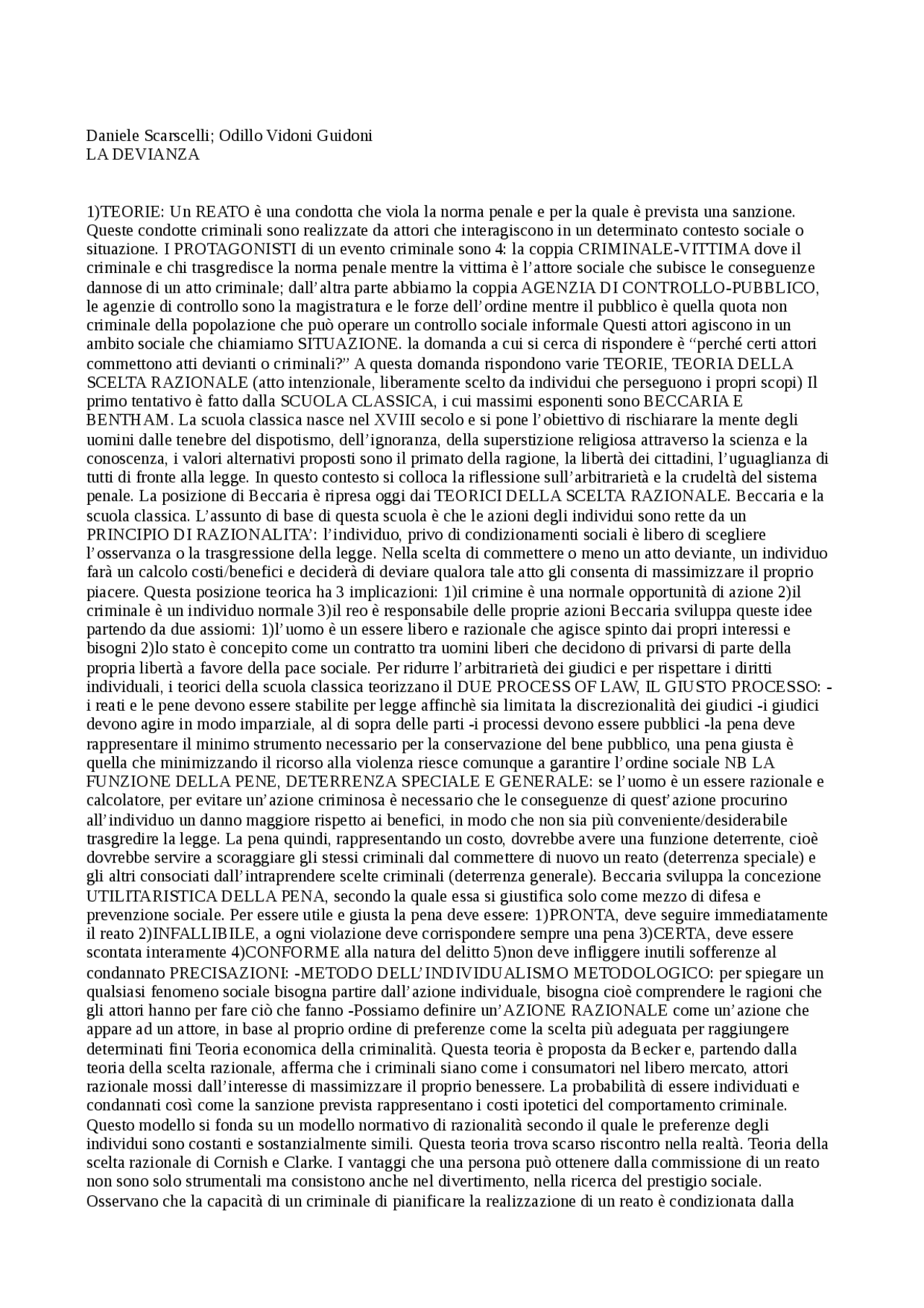 Riassunto Secondo Modulo La Devianza Docsity