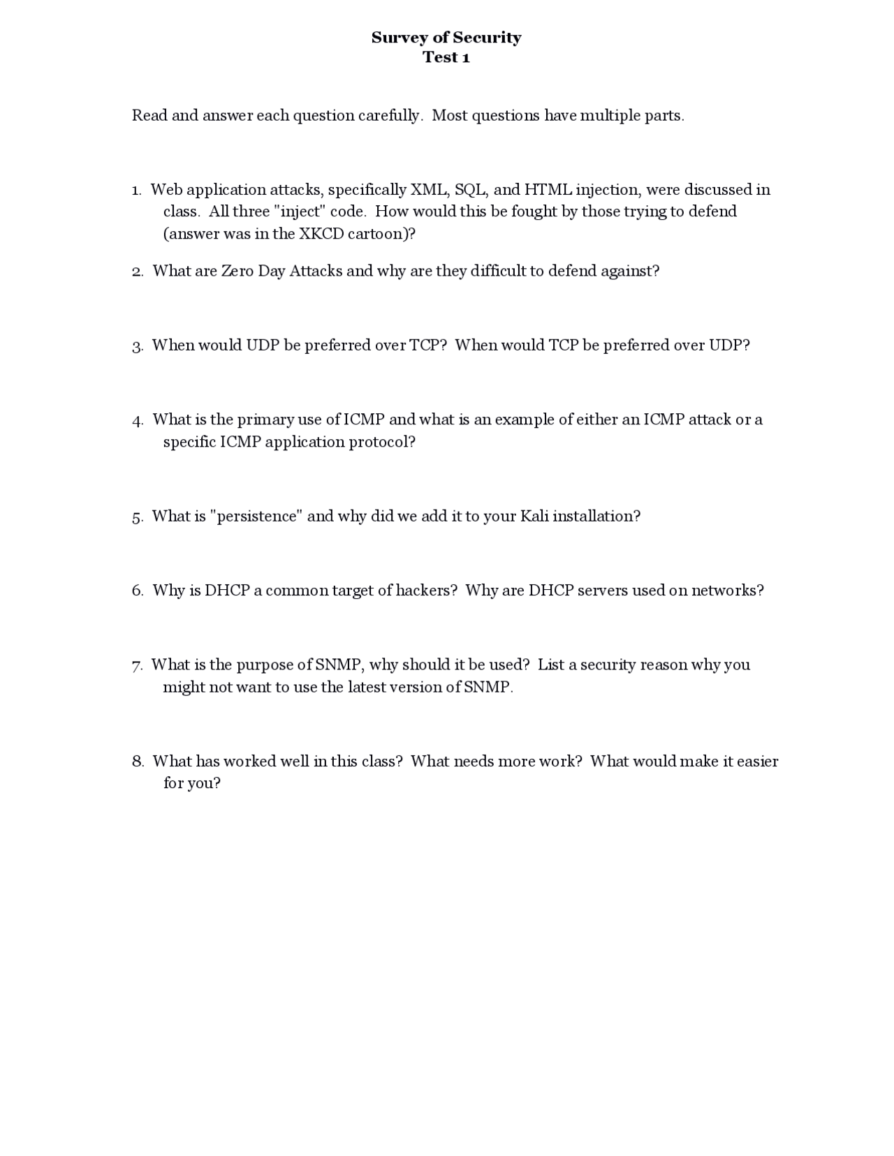 Survey of Security - Test 1 - IT Capstone Project | IT 4131 - Docsity