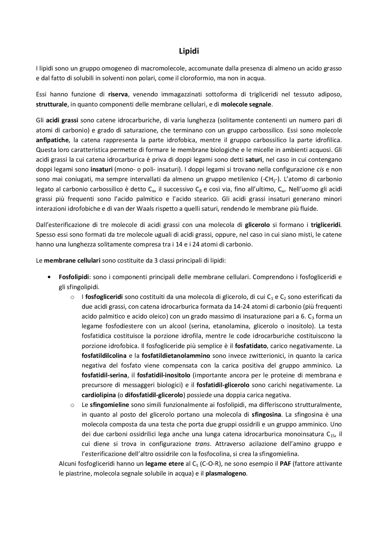 Macromolecole Lipidi Docsity