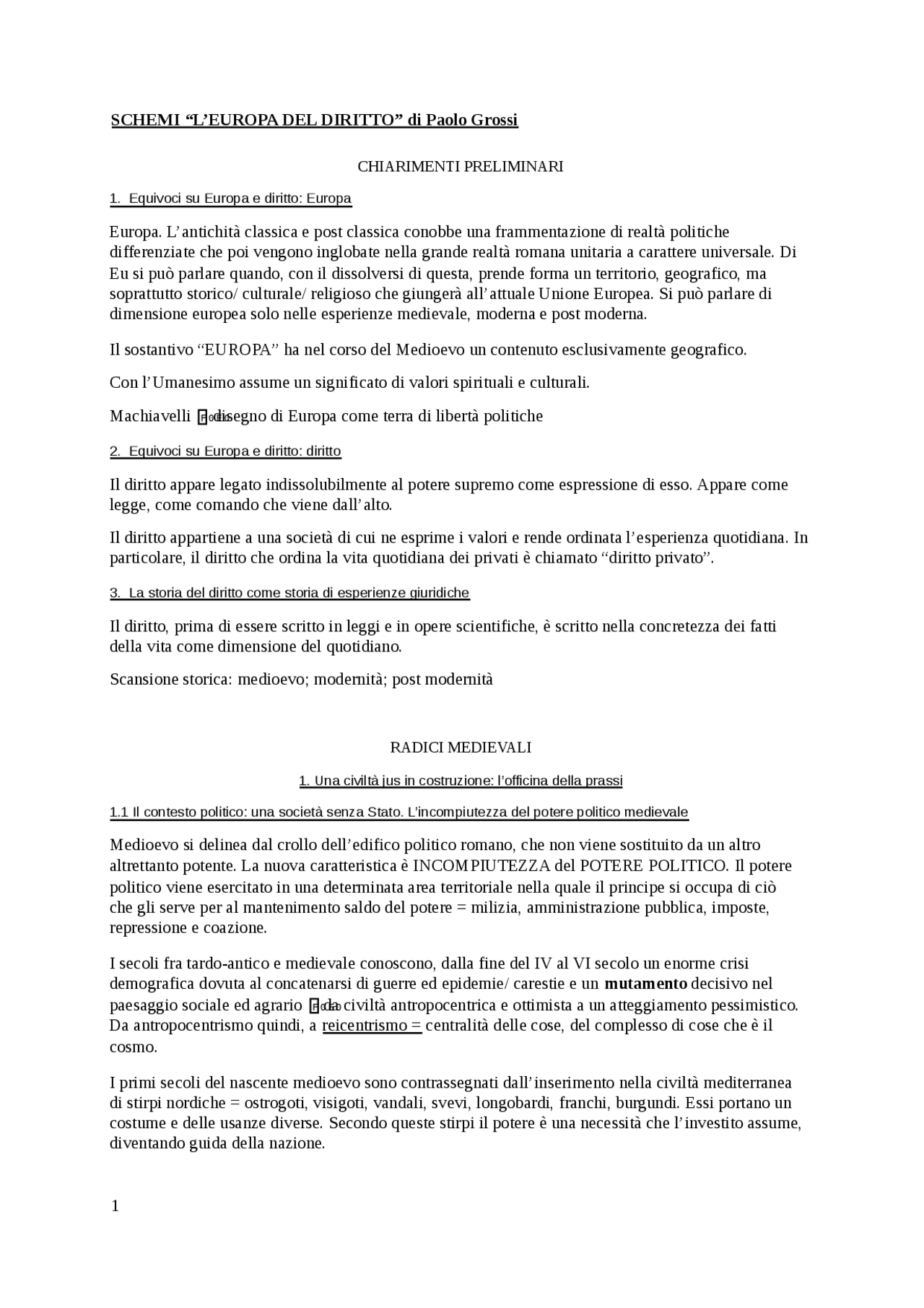 Leuropa Del Diritto Paolo Grossi Docsity