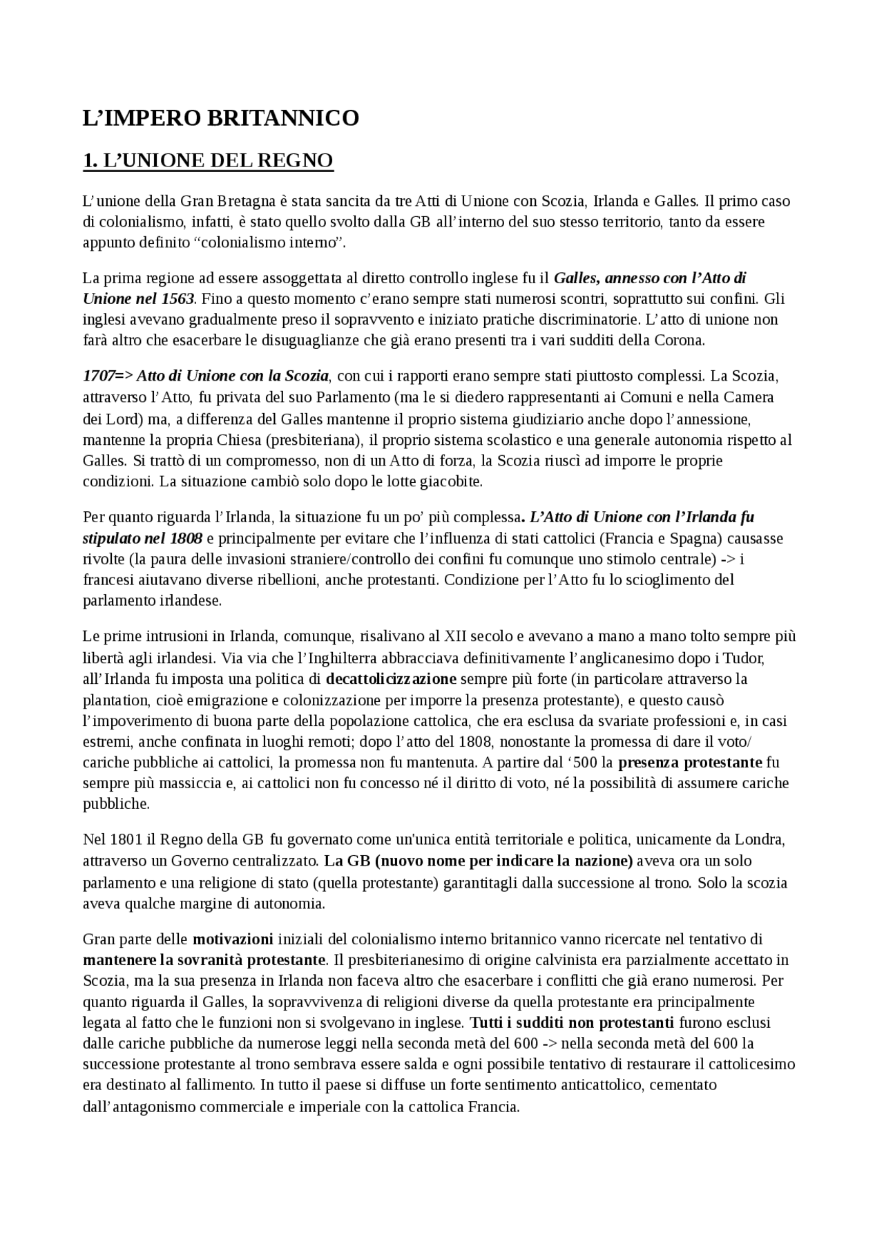 "Philippa Levine - L'impero britannico" - Riassunto completo - Docsity