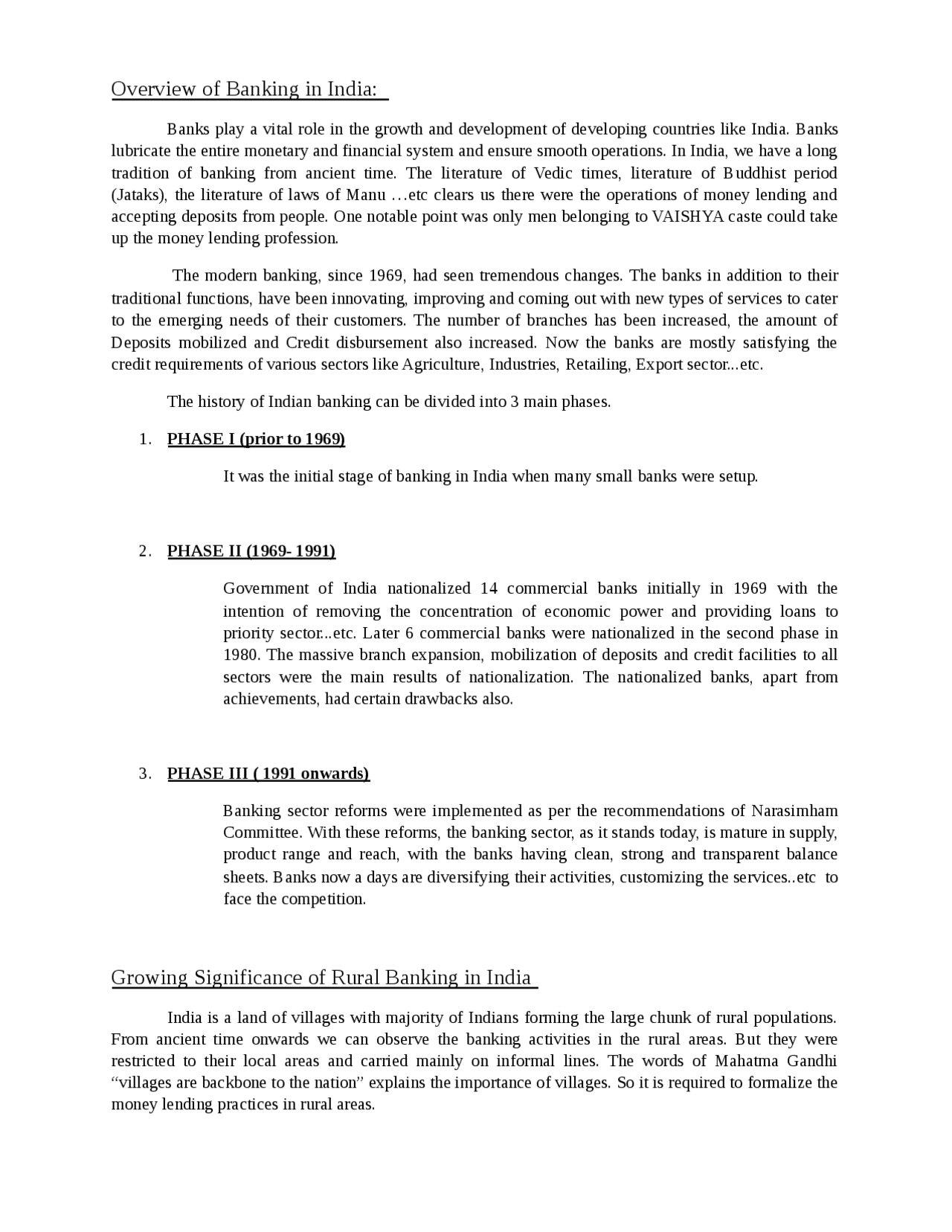 Banking introduction and its importance now a days - Docsity