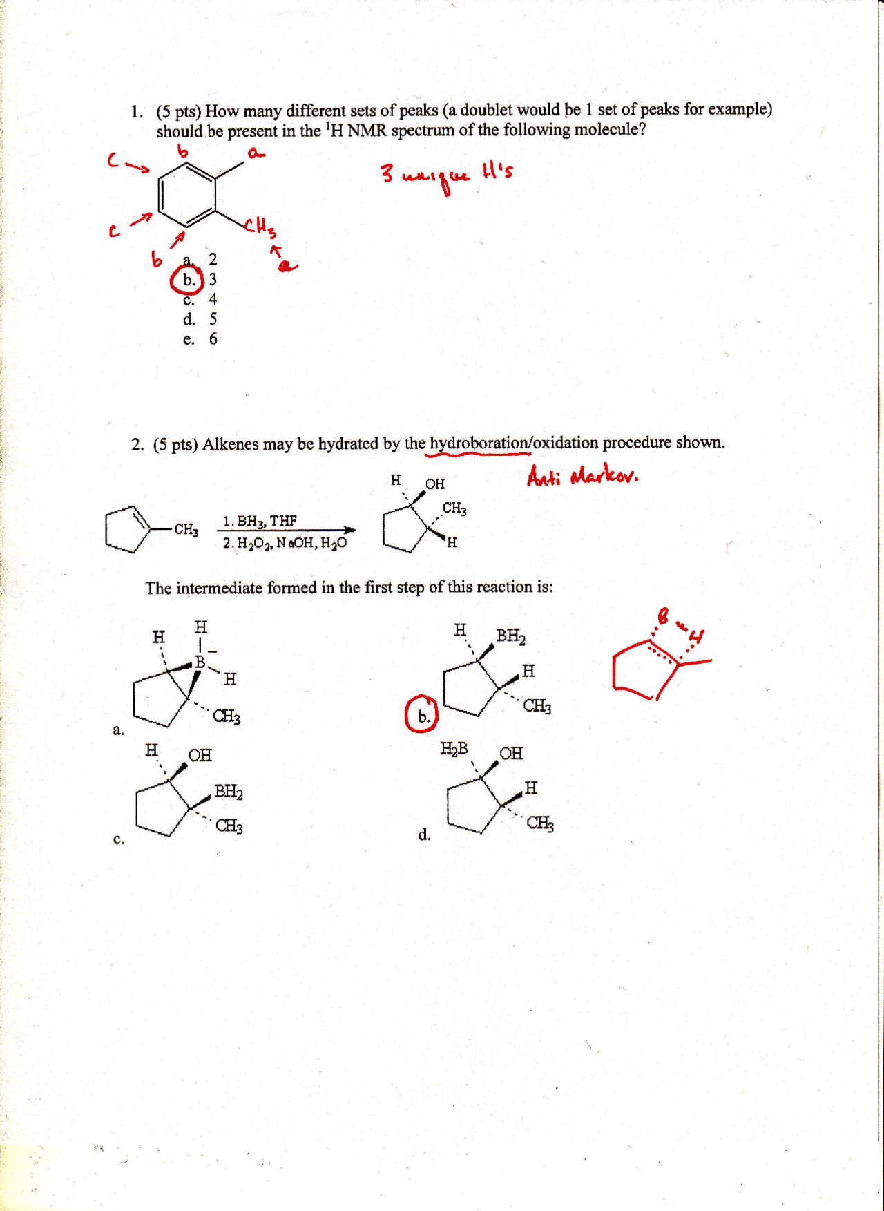 Solved Sample Questions for Exam 3 - Organic Chemistry I | CHEM 340 ...