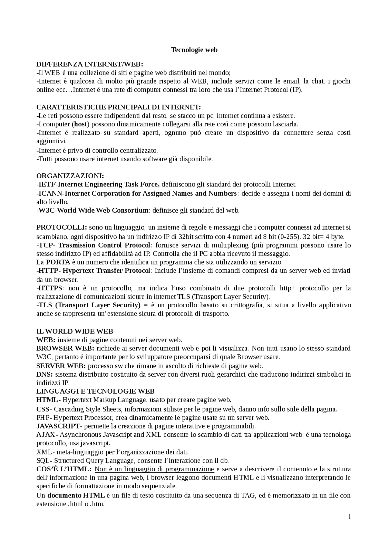 Tecnologie Web Appunti Docsity