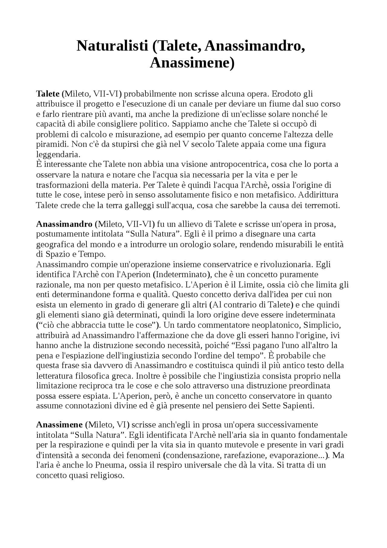 I Filosofi Presocratici Docsity