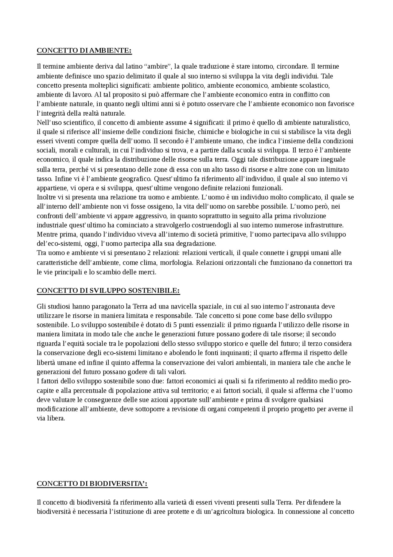 Educazione Ambientale Argomenti Base Docsity
