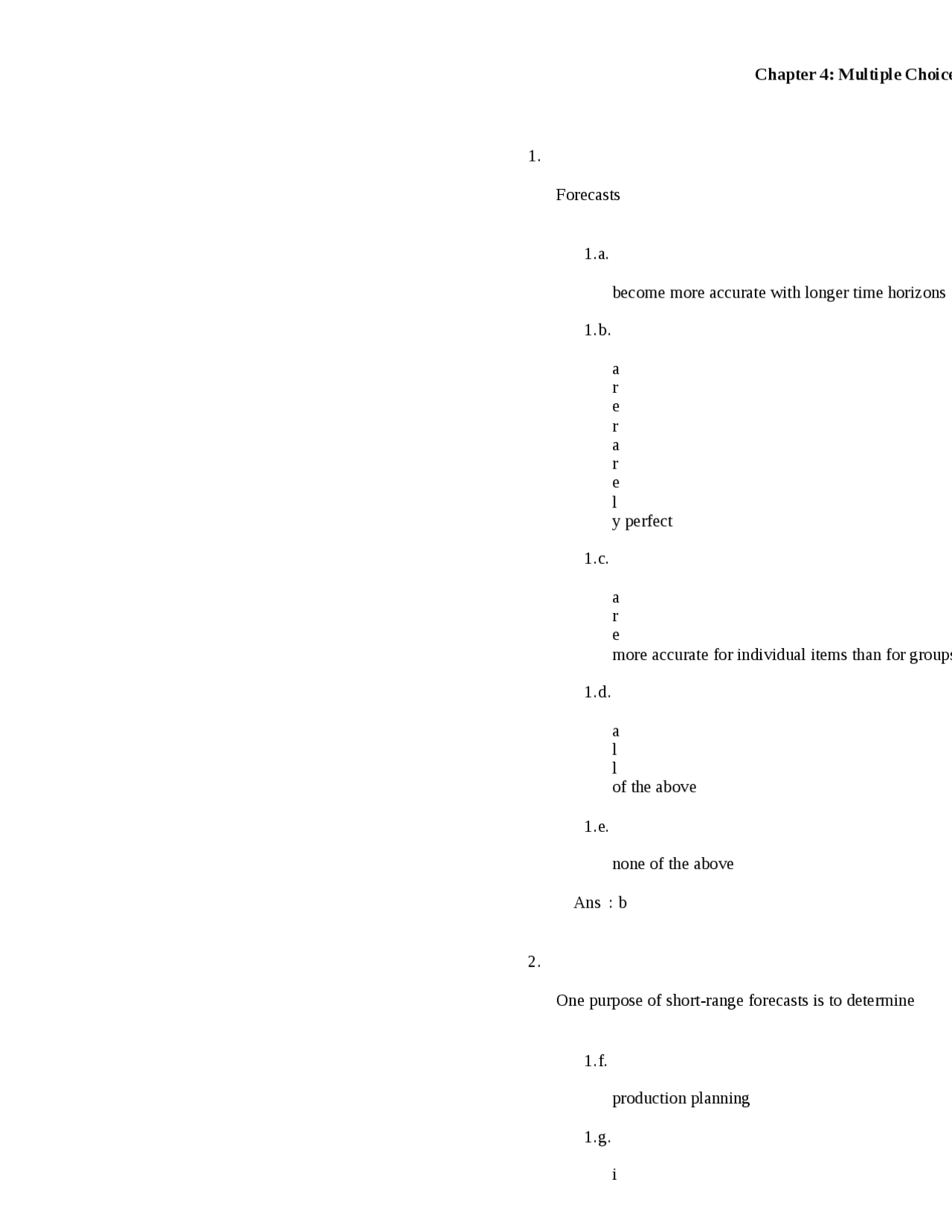 Objective Question On Forecasting Docsity