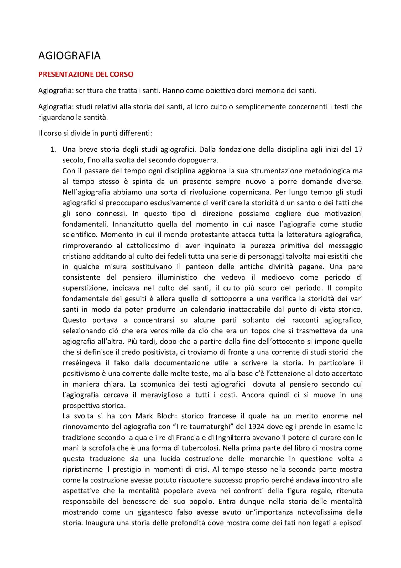 Appunti Di Agiografia Completi Docsity