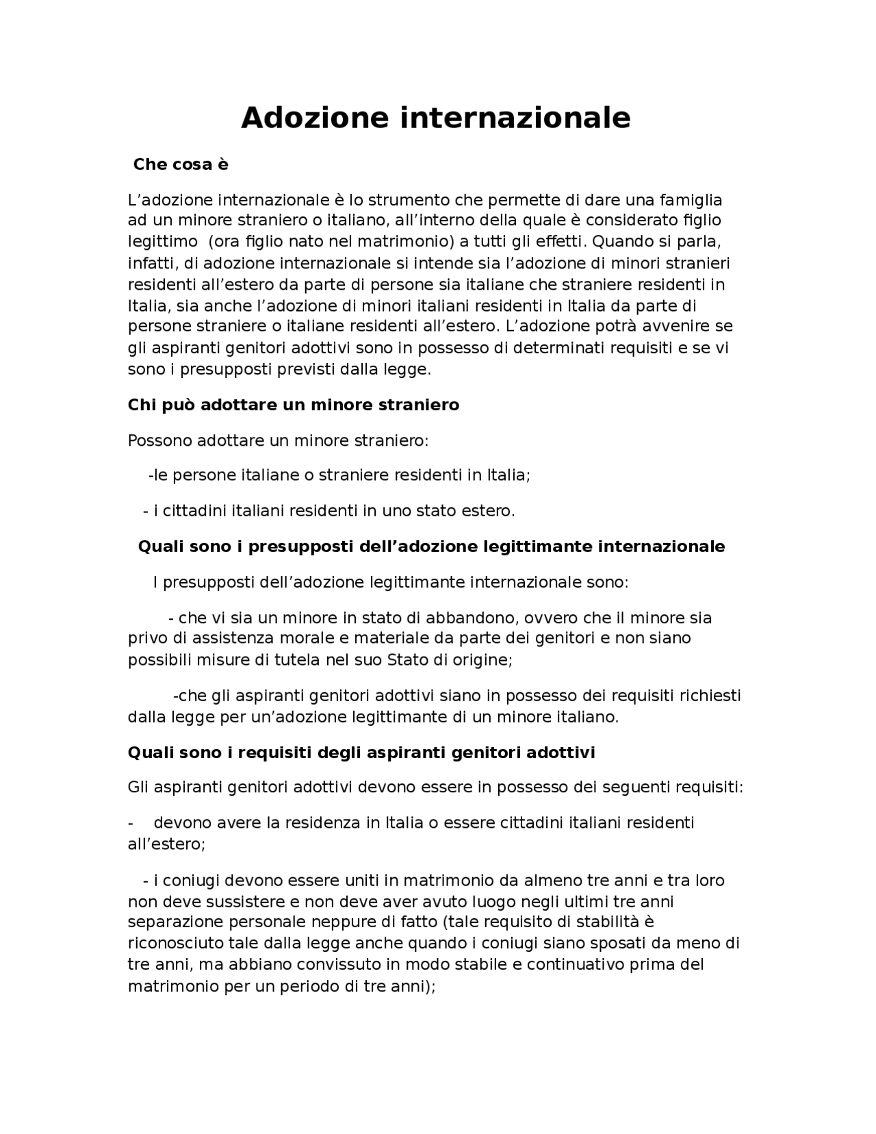 Adozione Di Un Minore Docsity
