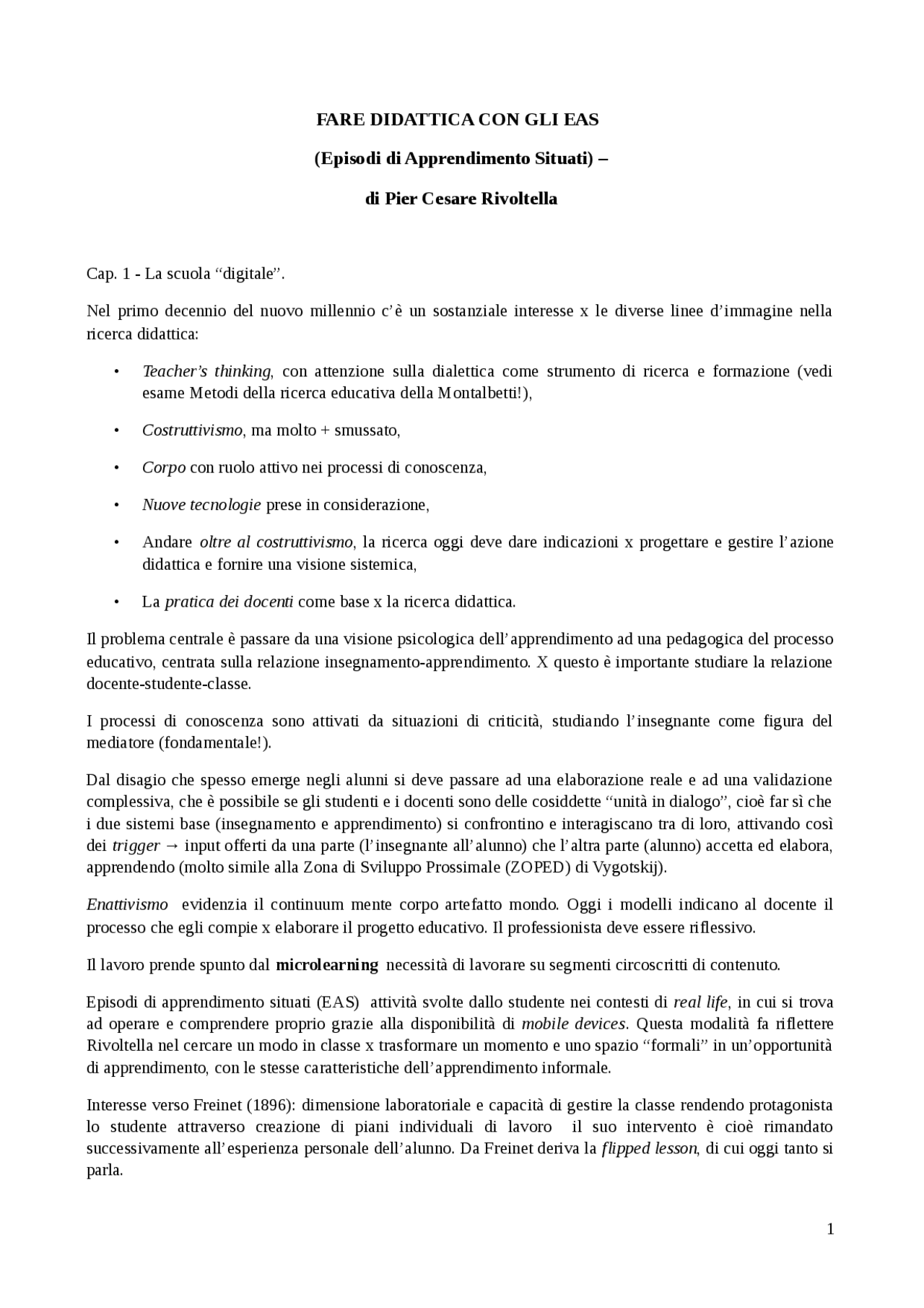 Fare Didattica Con Gli Eas Docsity