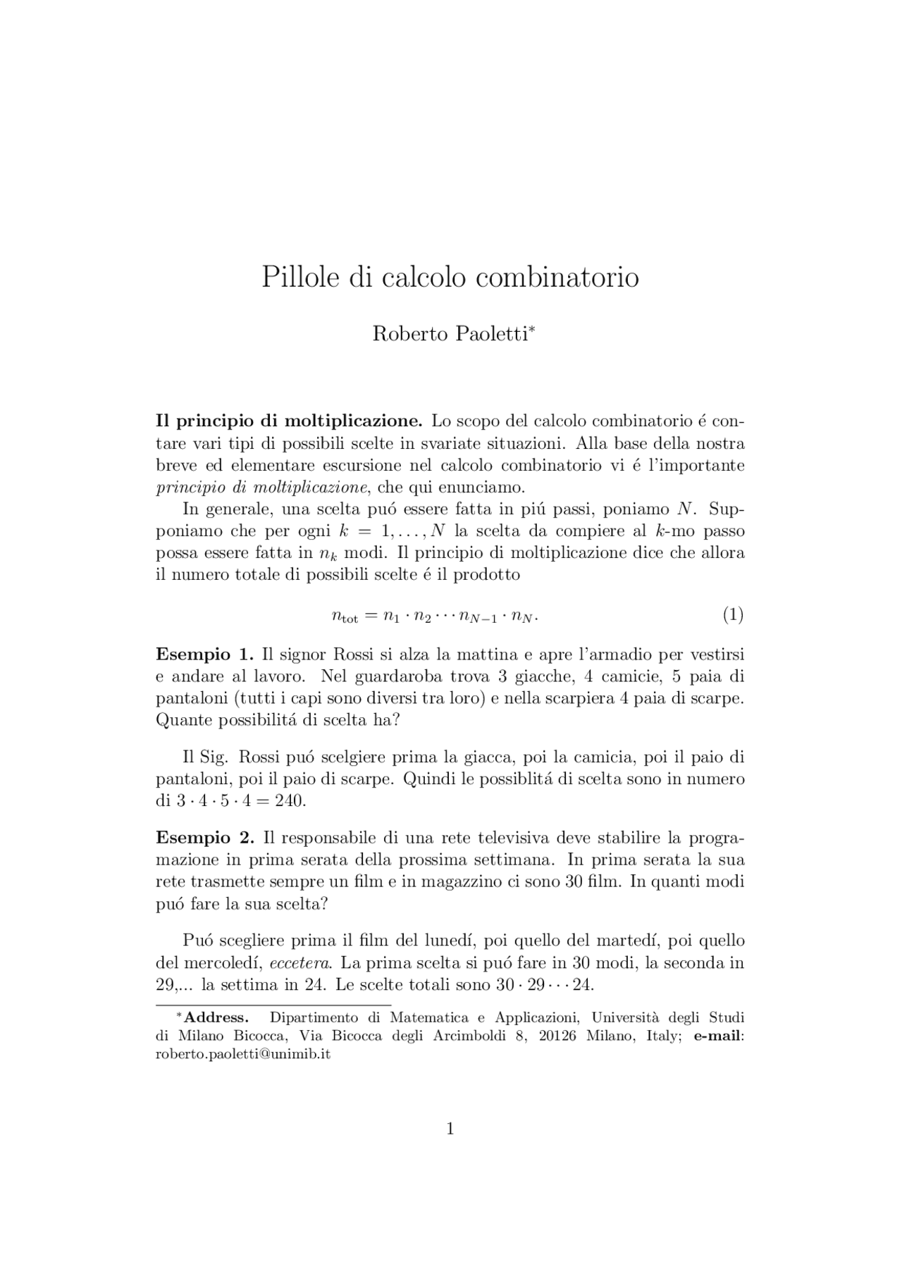 Calcolo Combinatorio Docsity