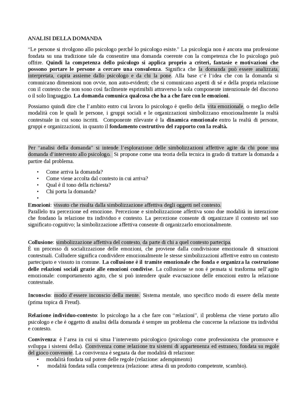 Analisi della domanda - Docsity