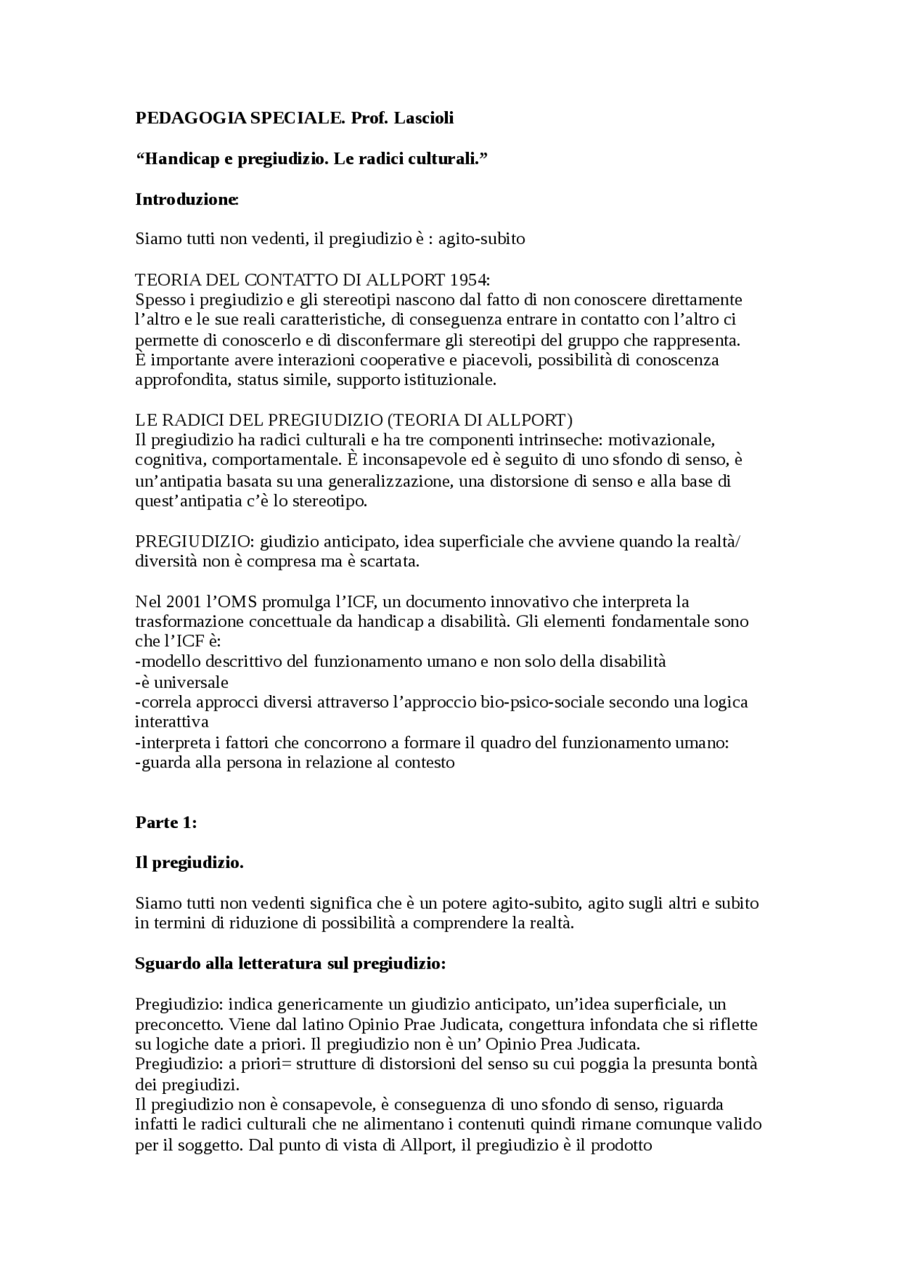Handicap E Pregiudizio Docsity