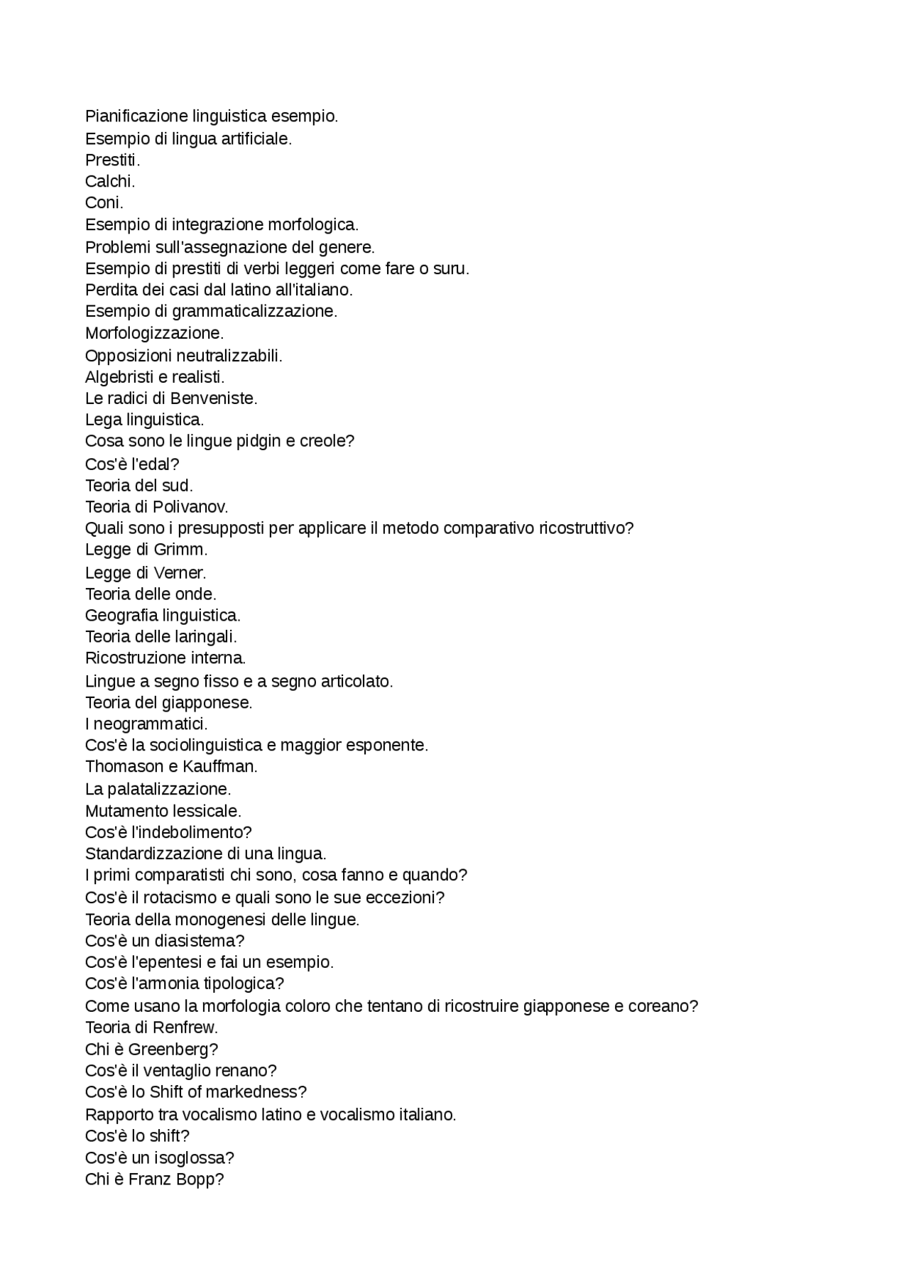 Tutte Le Domande Per Lesame Di Glottologia 1 Docsity