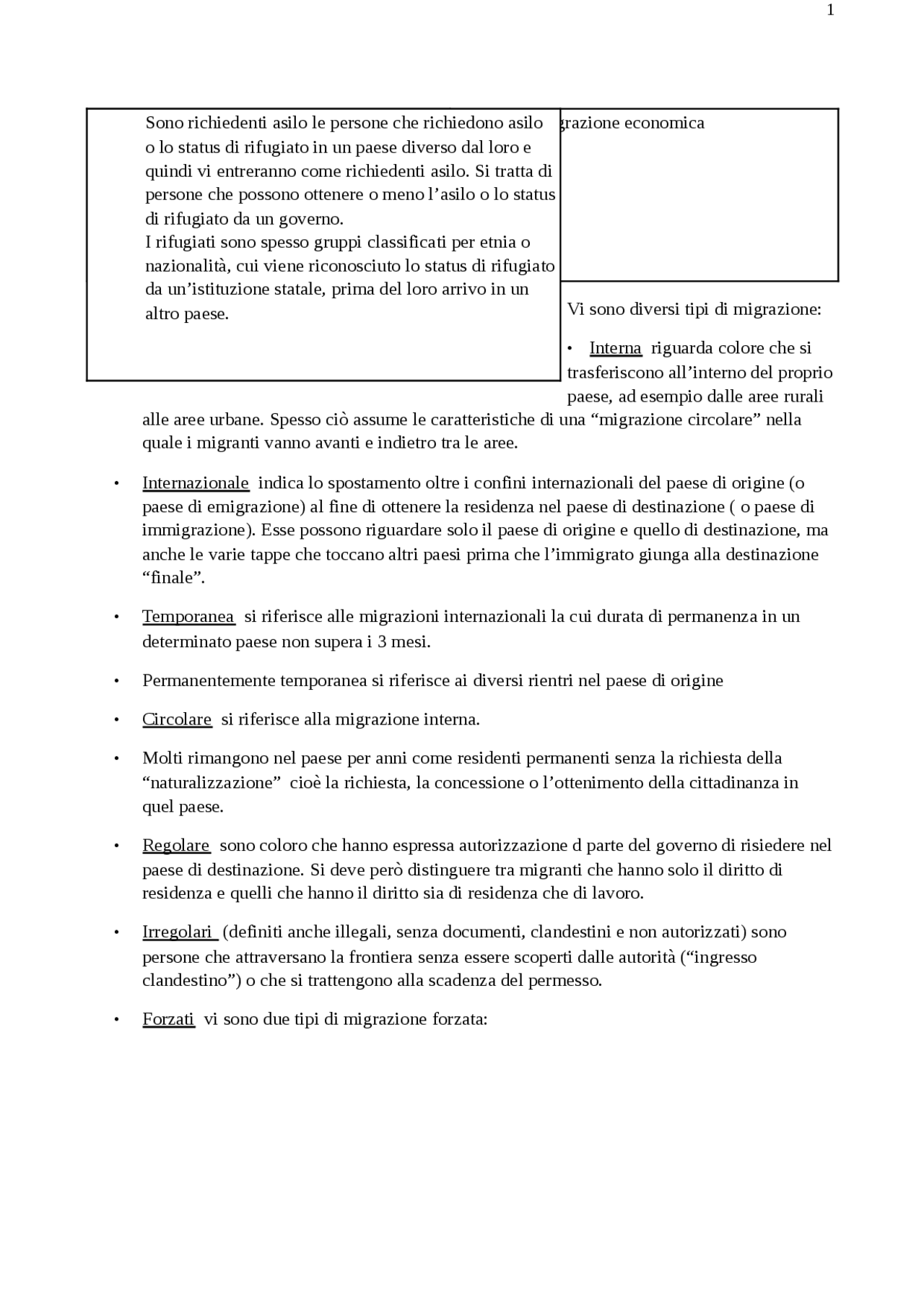 Migrazioni Riassunto Docsity