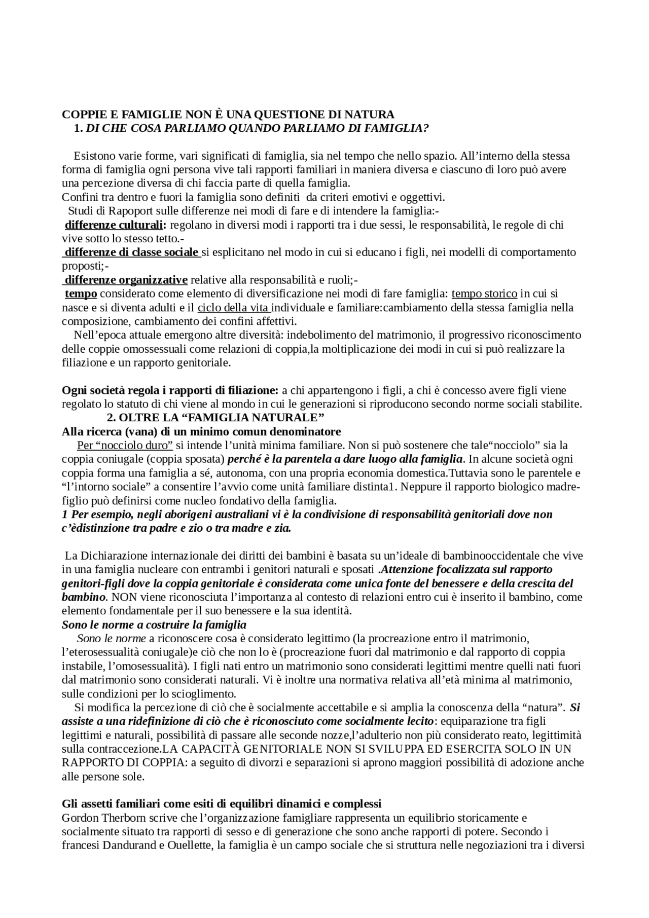 Coppie E Famiglie Di Chiara Saracene Docsity
