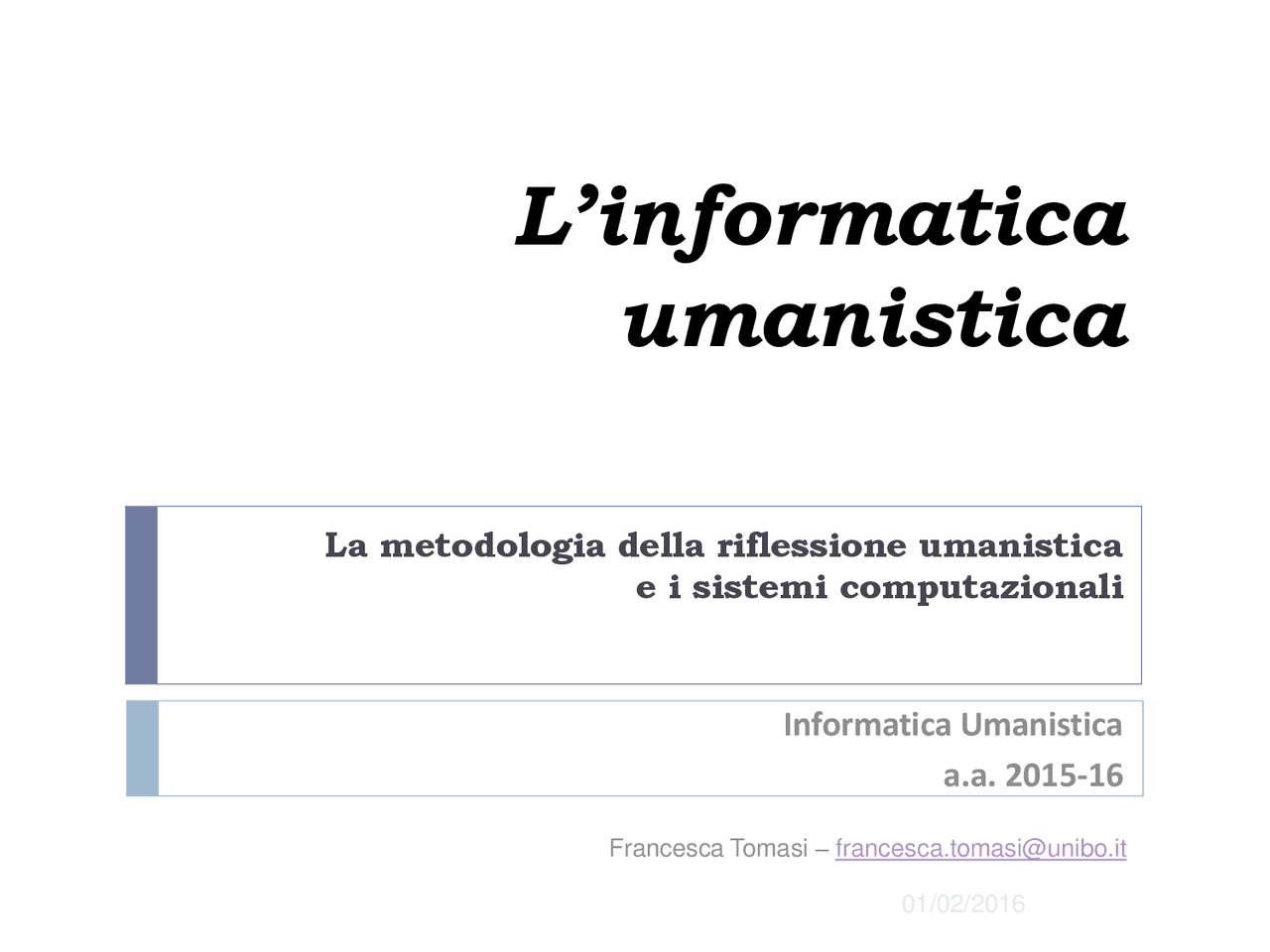 Informatica umanistica - Docsity