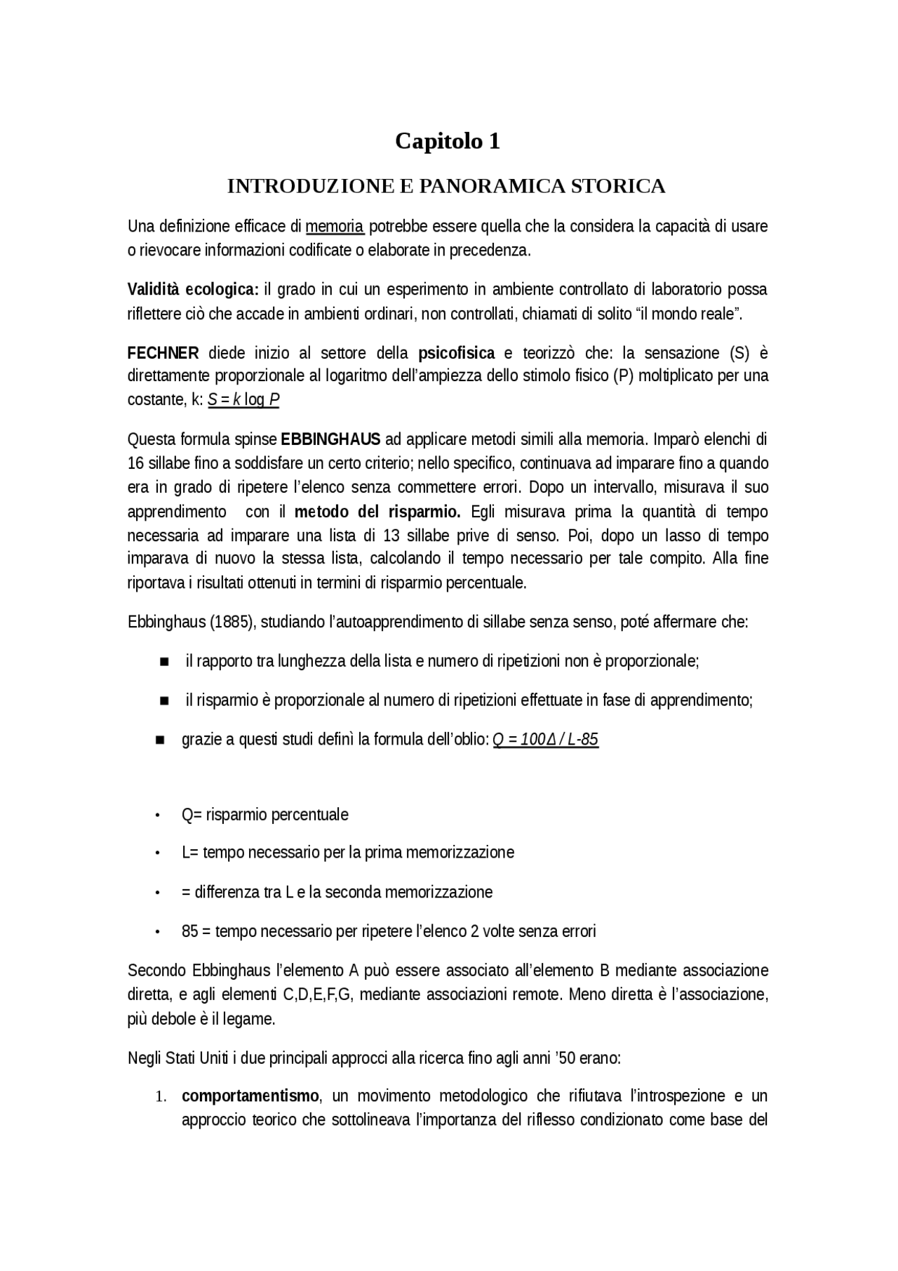 Apprendimento E Memoria Docsity