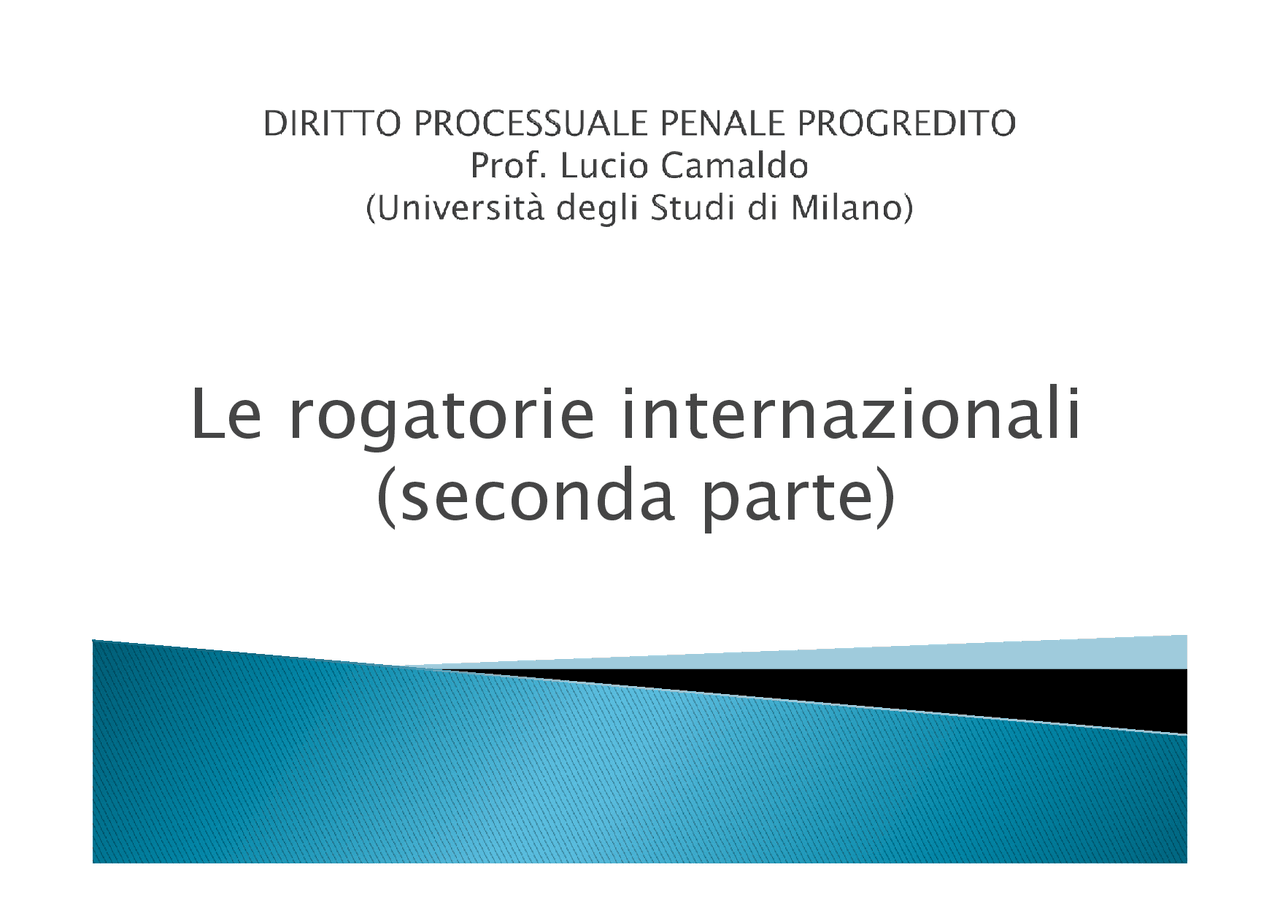 Rogatorie internazionali seconda parte - Docsity
