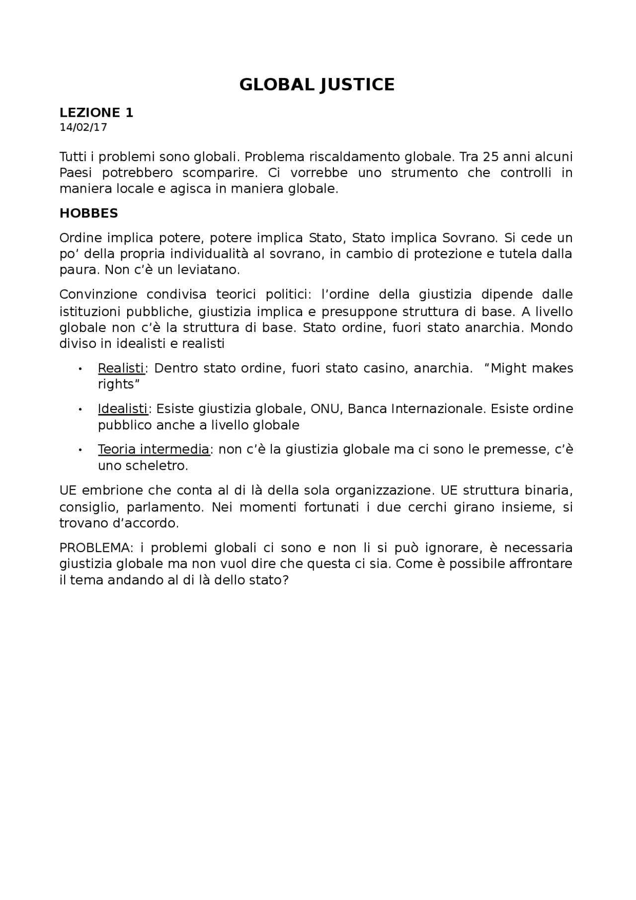 Appunti Maffettone Global Justice Docsity
